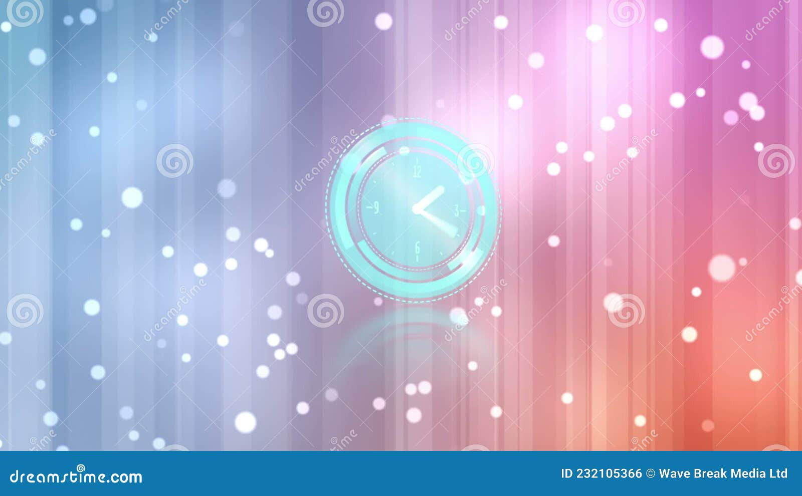 Animation of Clock Moving Fast on Digital Colorful Background with Dots ...