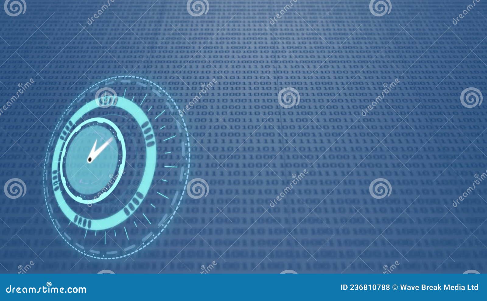 Animation of Clock Over Blue Binary Code Stock Footage - Video of code ...