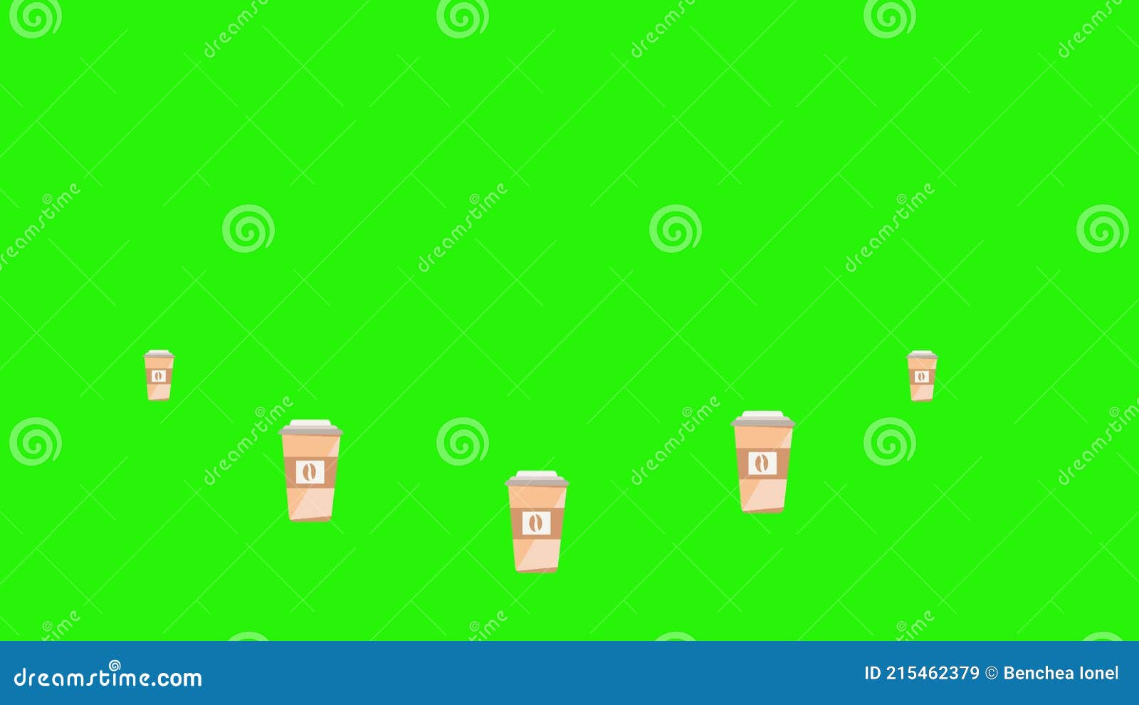 Animation of Coffee Cups on Green Screen Chroma Key, Flat Design ...