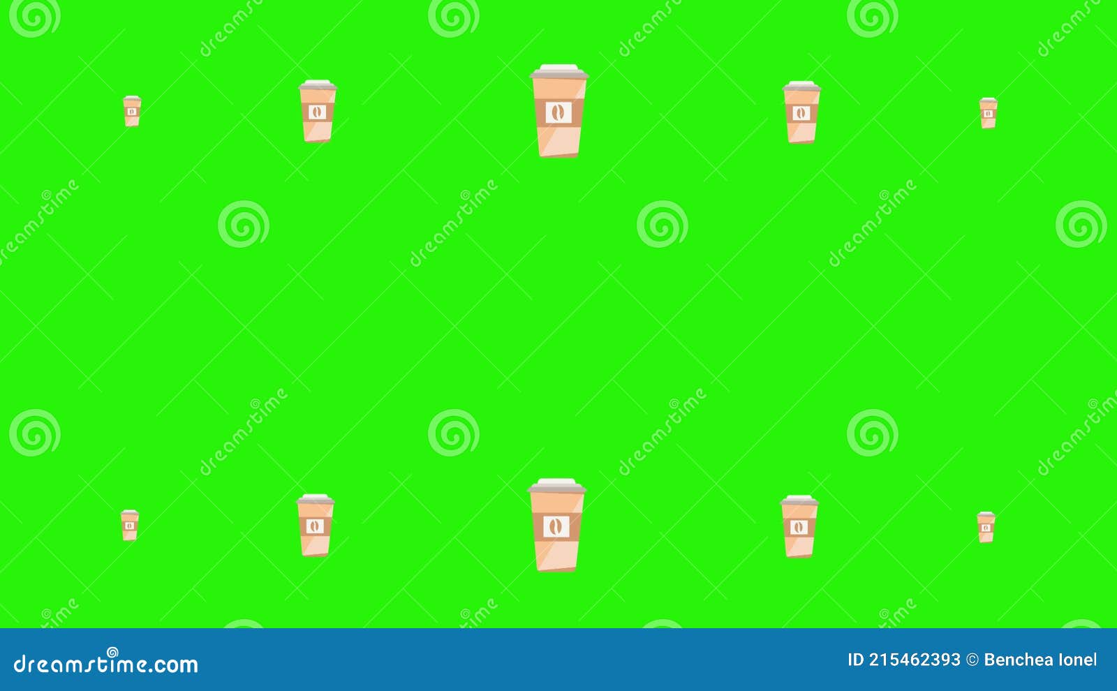 Animation of Coffee Cups on Green Screen Chroma Key, Flat Design ...