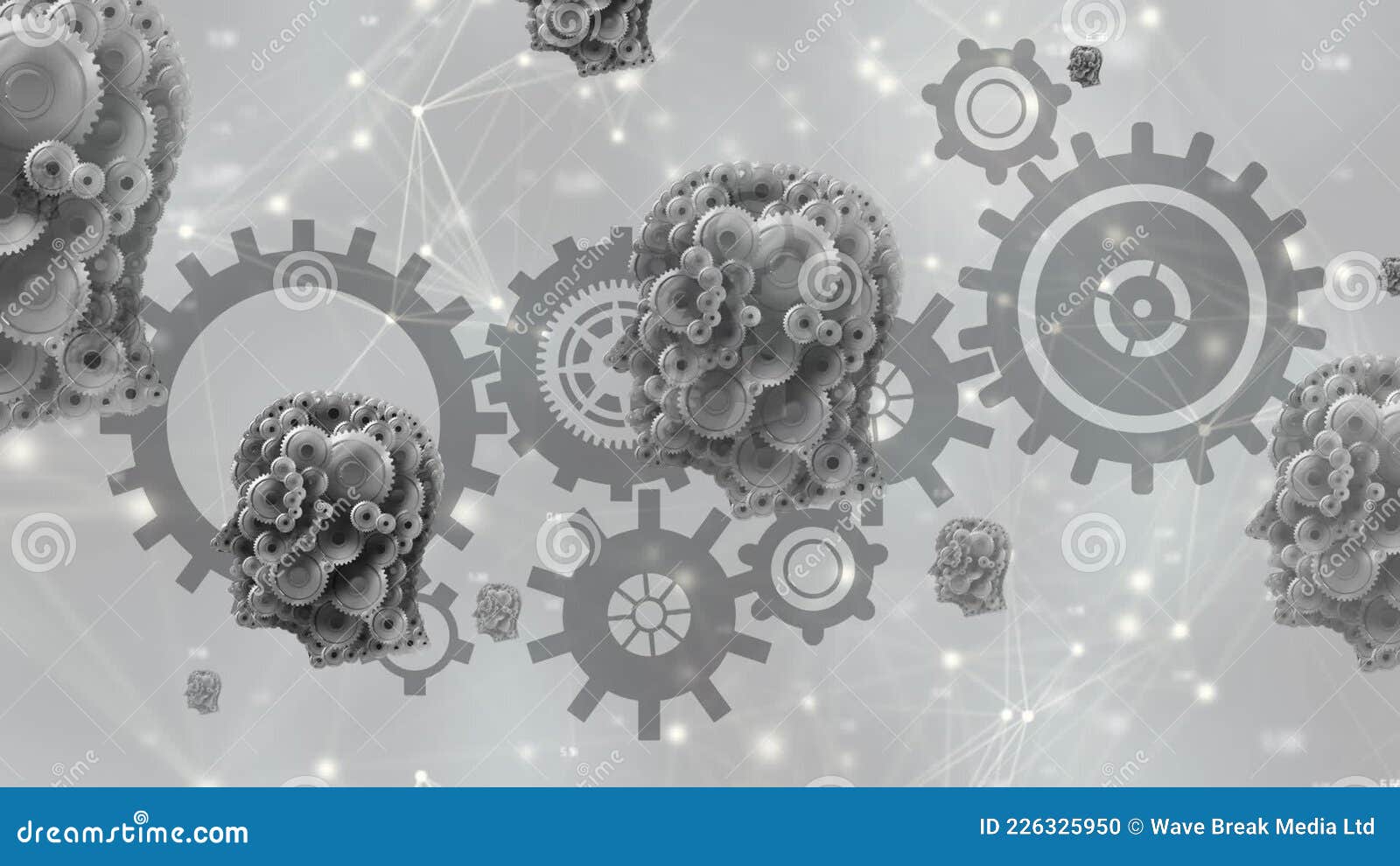 Animation of Cogs Spinning Over Network of Connections Stock Footage ...