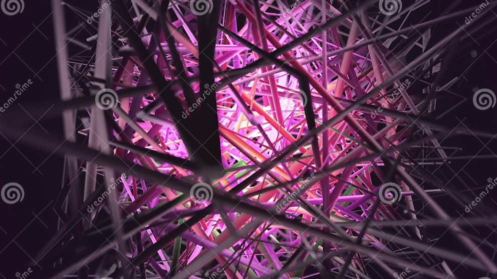 Animation of Colored Tangled Threads on a Black Background. Animation ...