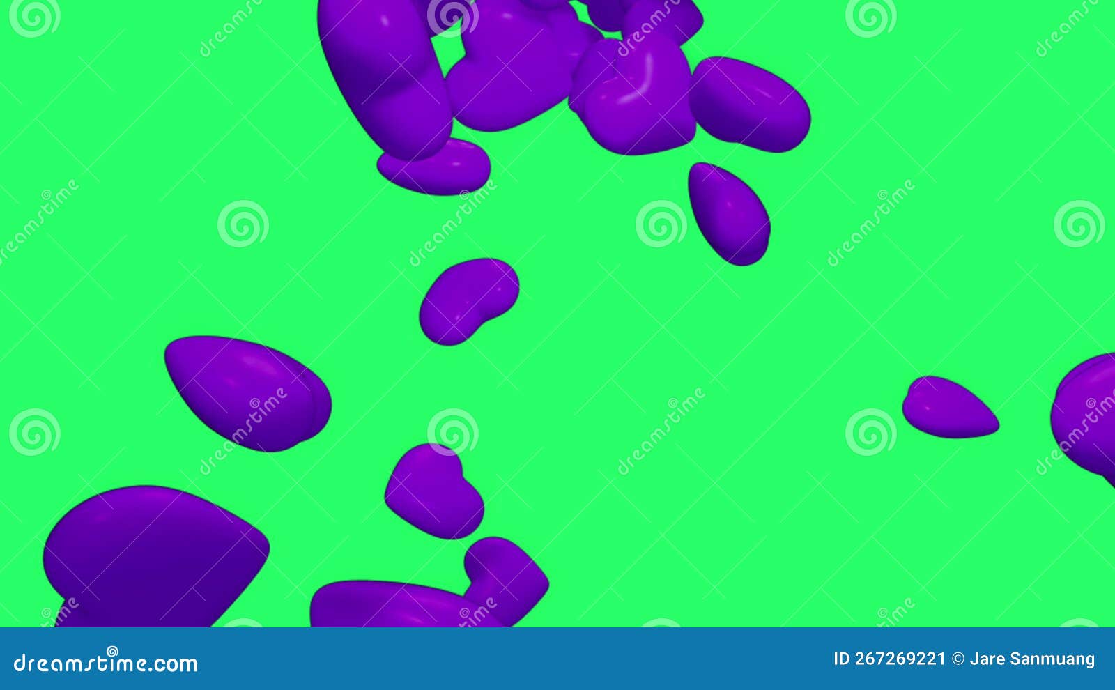 Animation Colorful Heart Shape Floating Isolate on Green Screen. Stock ...