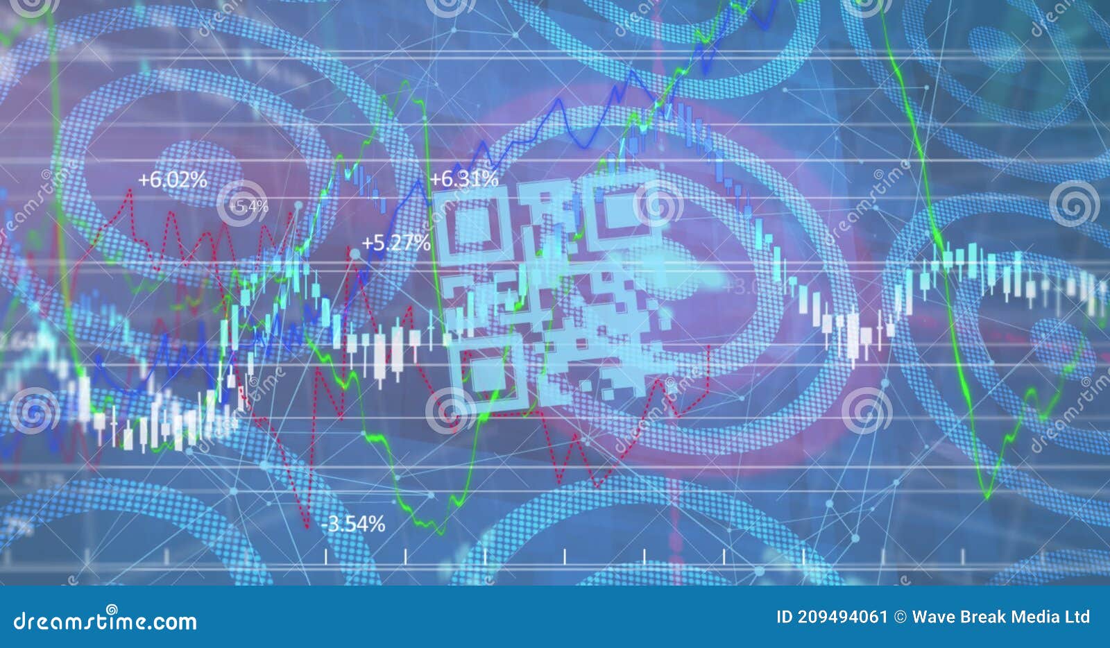 Animation of Colourful Qr Codes Floating with Graphs Data and ...