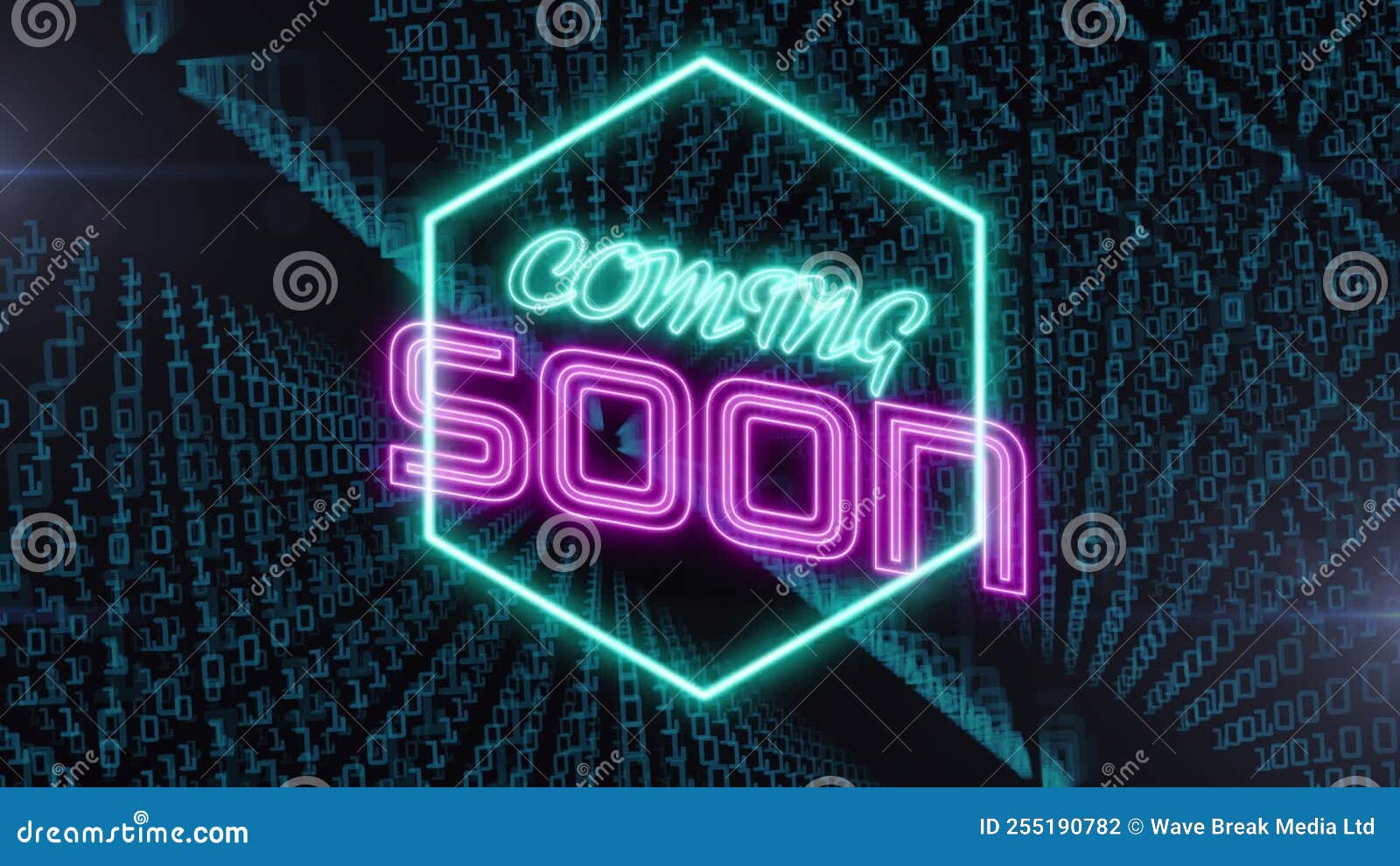 No People Animation Coming Soon Neon Text Binary Coding Social Medium ...