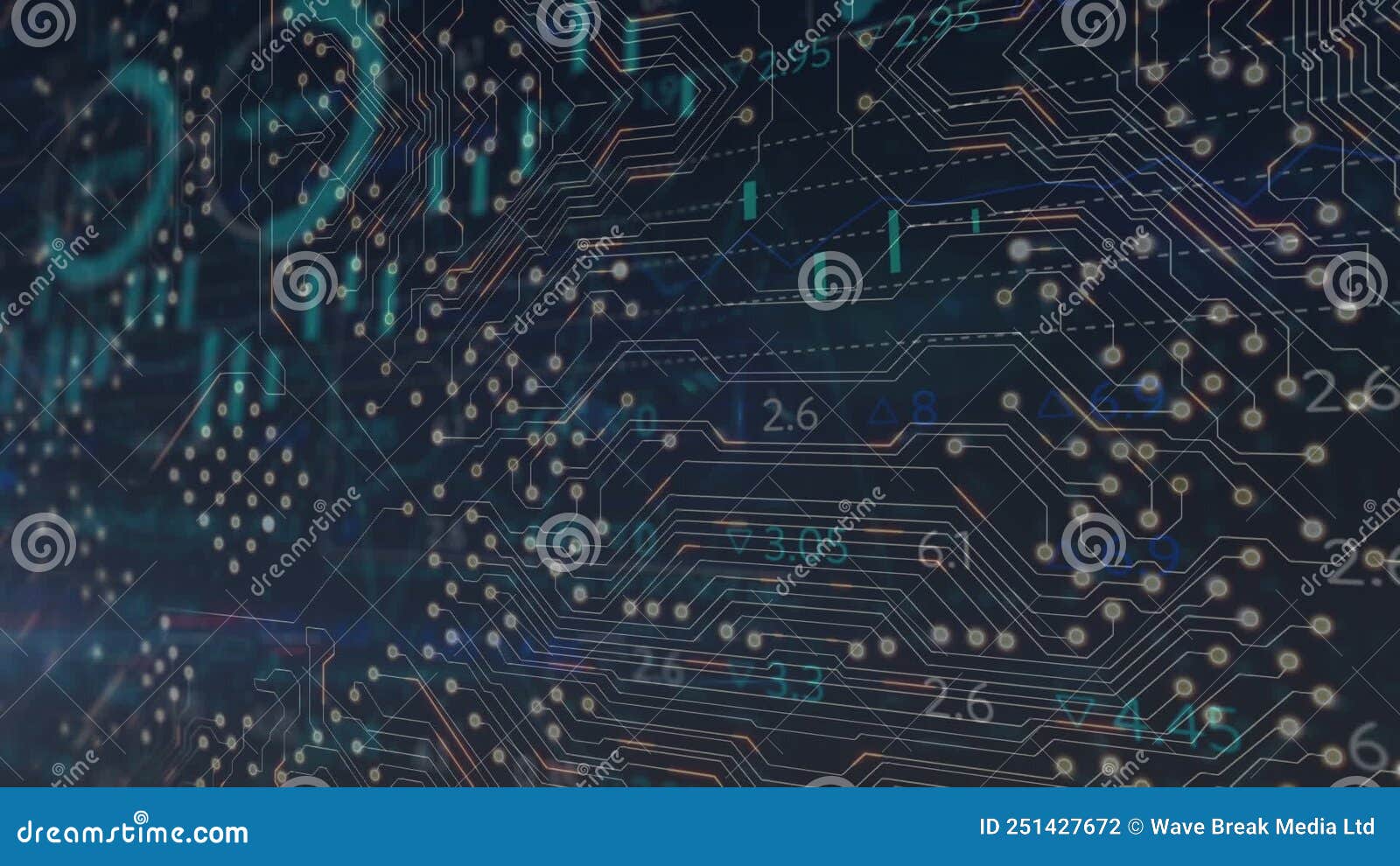 Animation of Computer Circuit Board Over Data Processing Stock Footage ...
