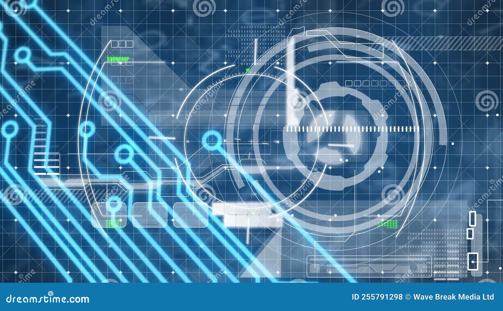 Animation of Computer Circuit Board Over Scope Scanning and Data Processing Stock Footage ...