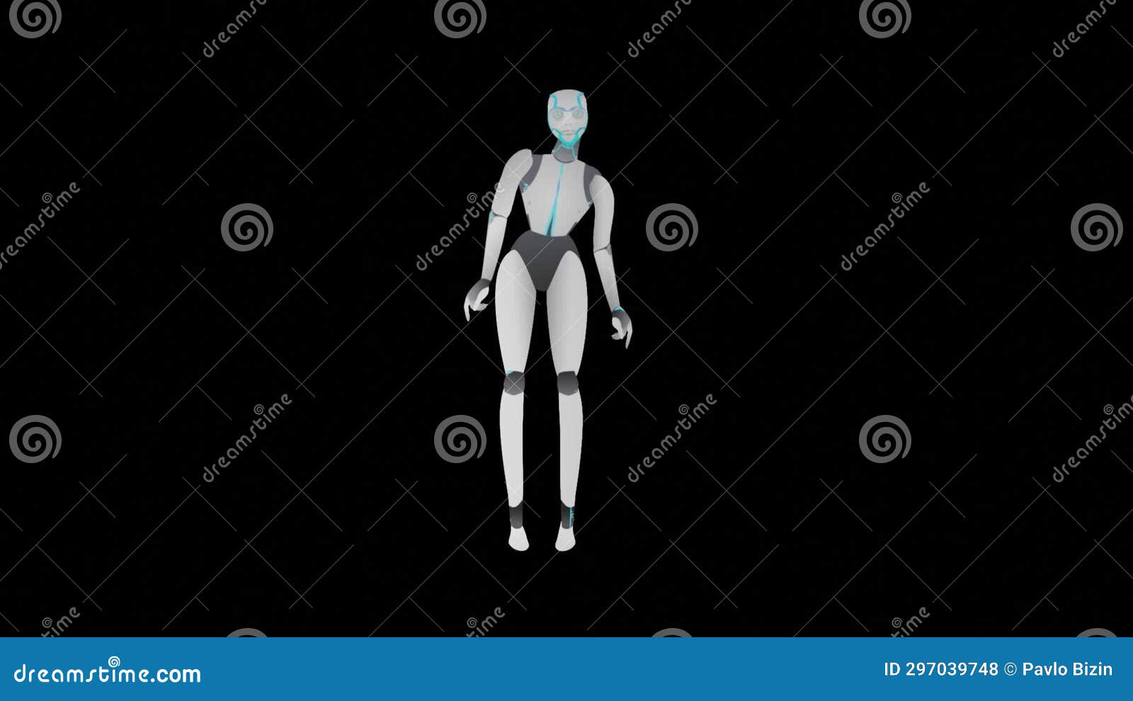 Animation or Computer Graphics of a Humanoid Robot Woman Standing ...