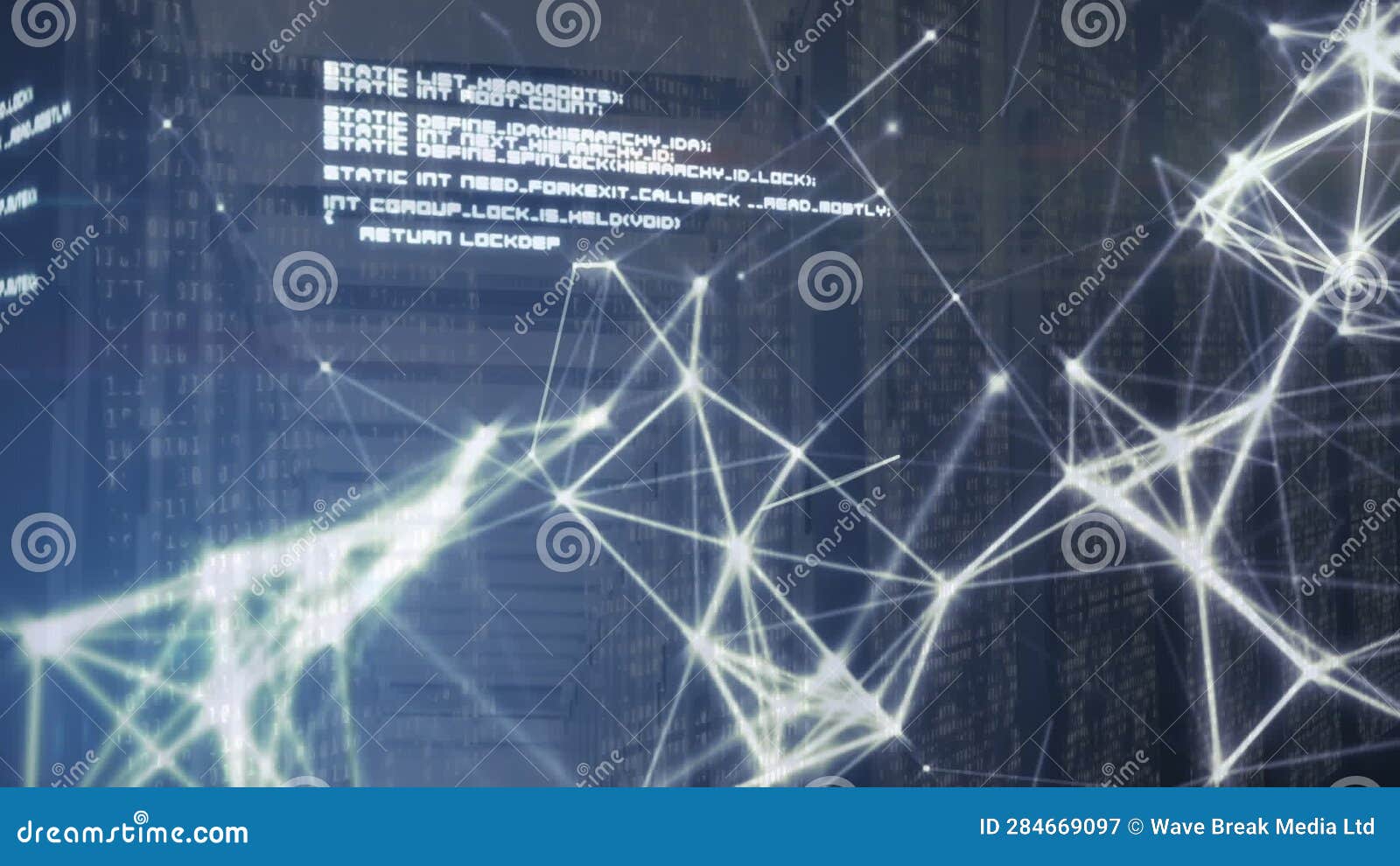 Animation Of Computer Language And Connected Dots Over Binary Codes On Server Rack Stock Video