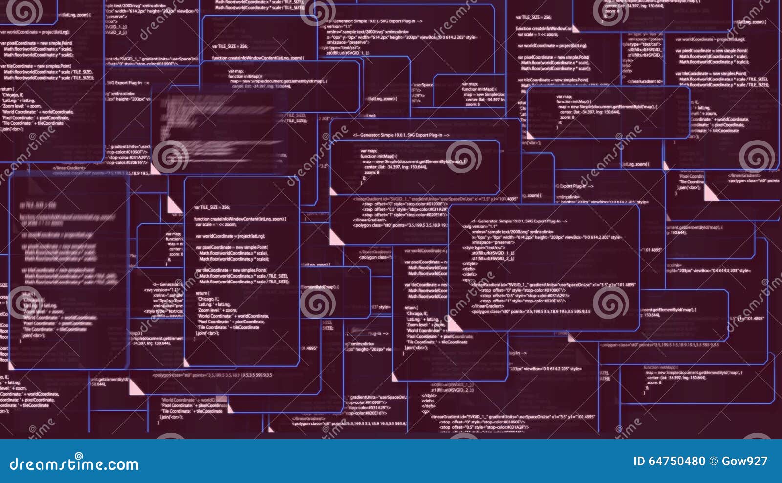 Animation of Computer Monitor Screen Showing Windows Folder Source Code ...