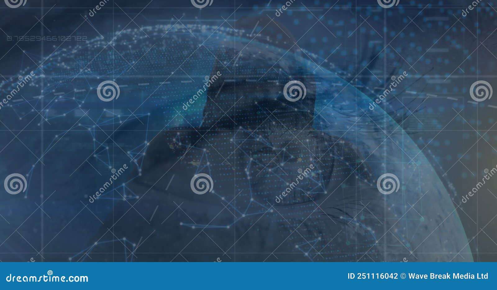 Animation of Connections, Caucasian Male Hacker and Globe on Navy ...