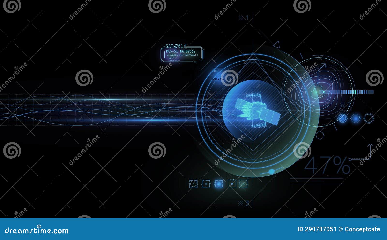 Animation of Control of the Virtual Satellite Panel Stock Video - Video ...