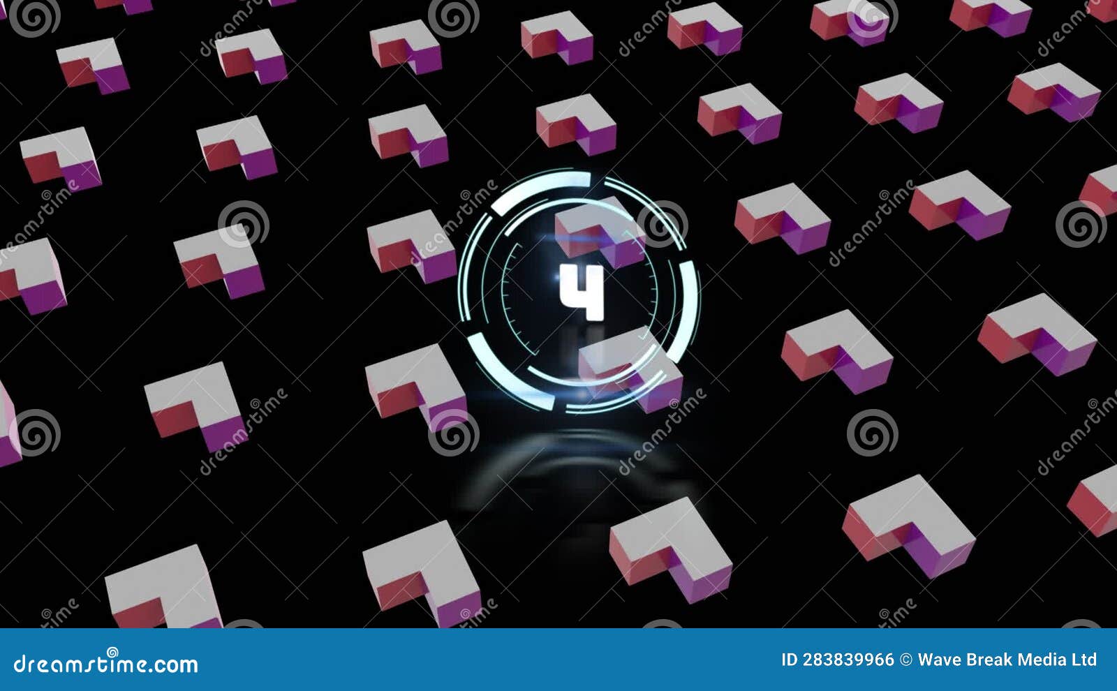 Animation of Countdown with Rows of Pink Shapes Moving on Black ...