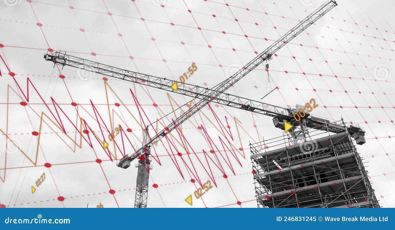 Animation of Crane at Construction Site, Financial Data Processing and ...