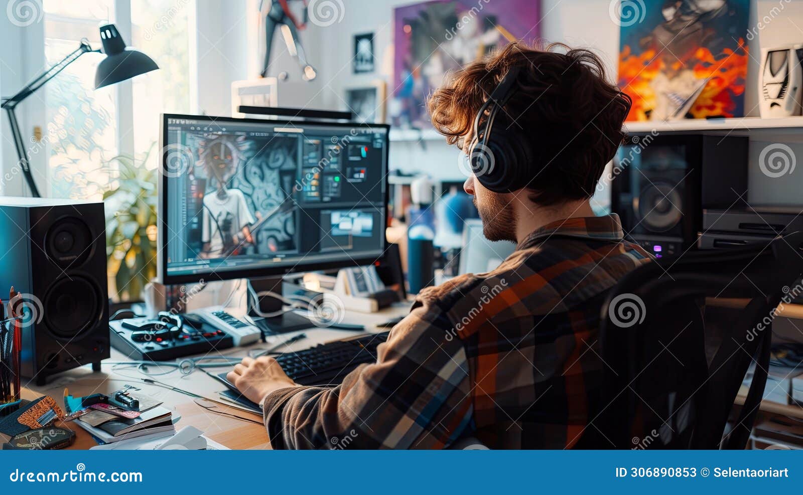 Animation Creator at Work stock illustration. Illustration of creative ...
