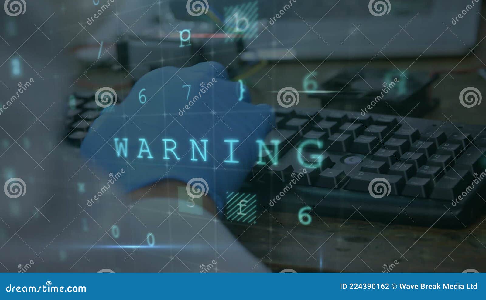 Animation of Cyber Attack Warning Over Scientist Using Computer Stock ...