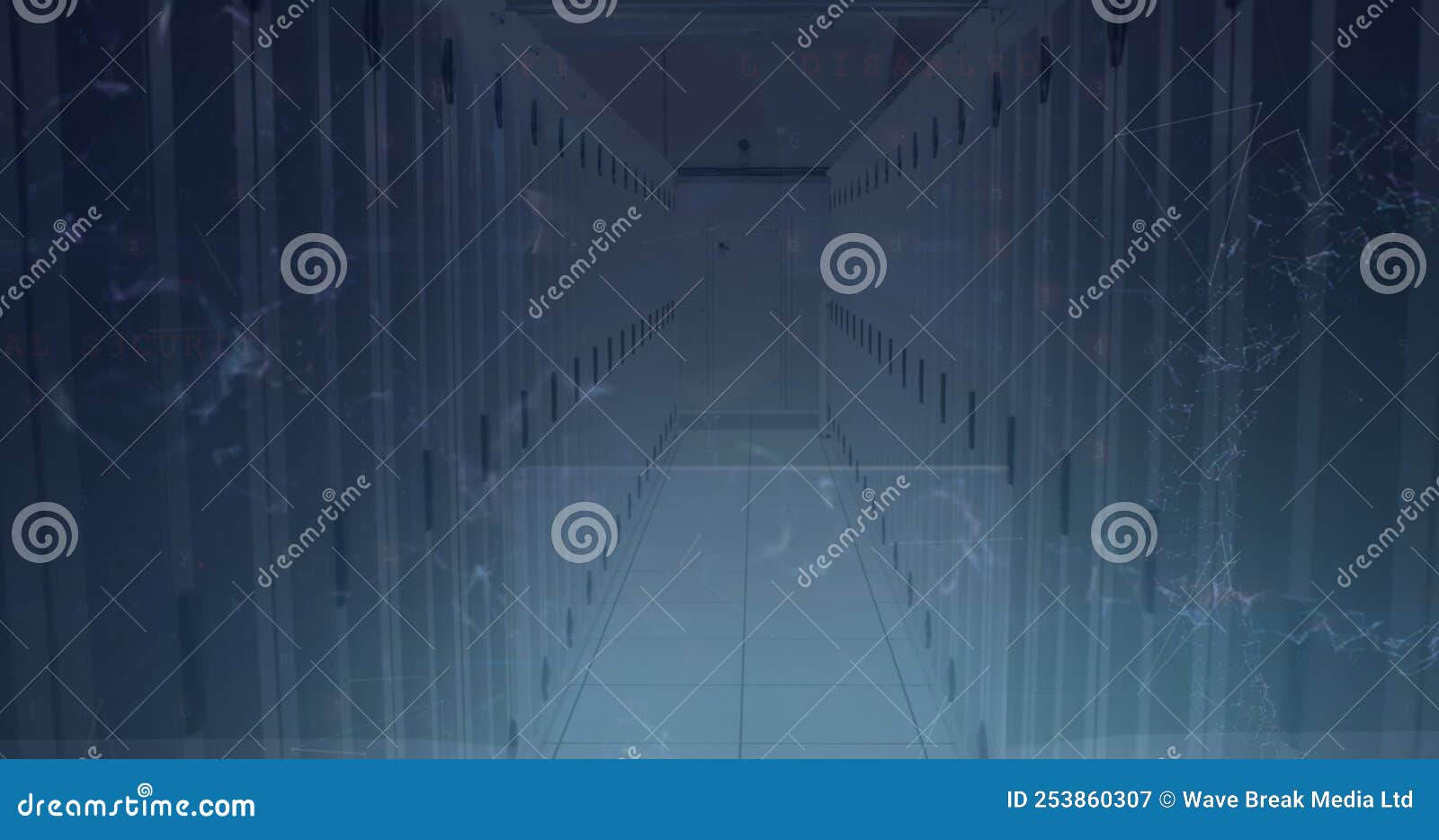 Animation Of Cyber Security Data Processing Over Empty Computer Server 2434