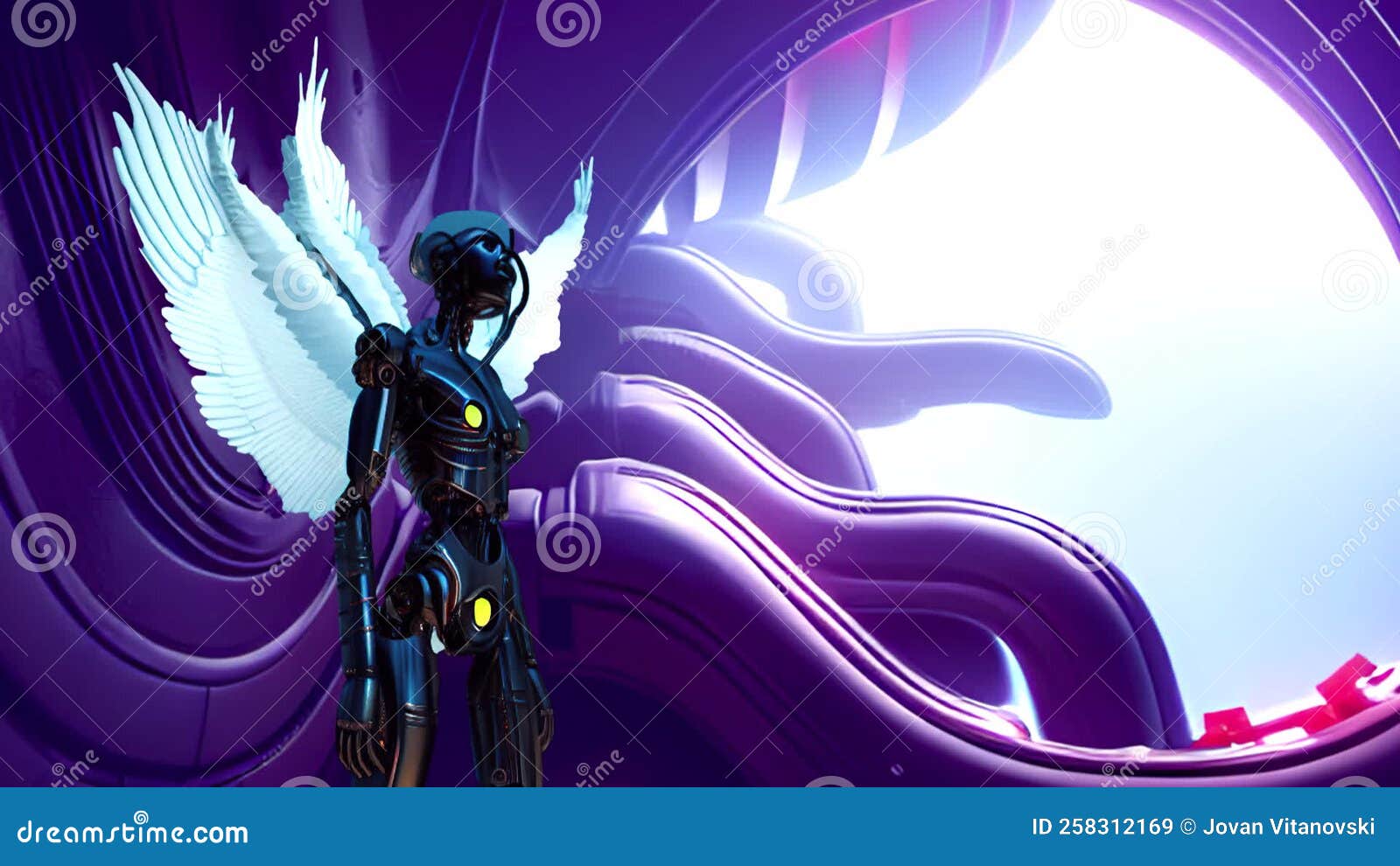 Cyborg Angel of Death Flapping with Wings Stock Video - Video of ...