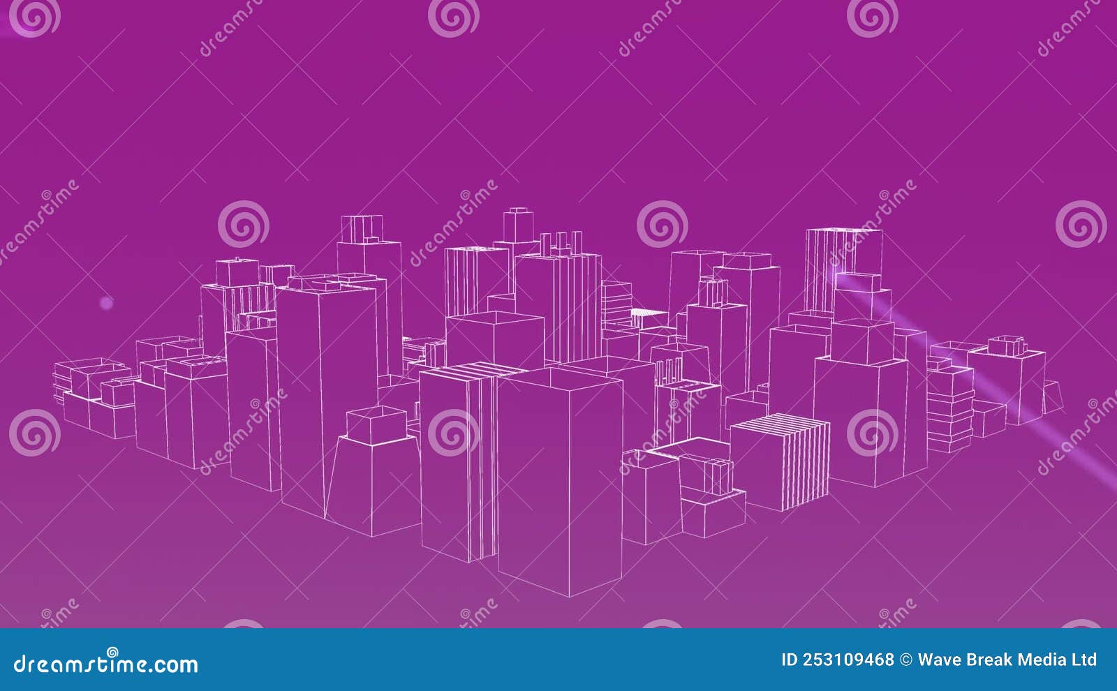 Animation of 3d Urban City Structure Spinning on Purple Digital ...