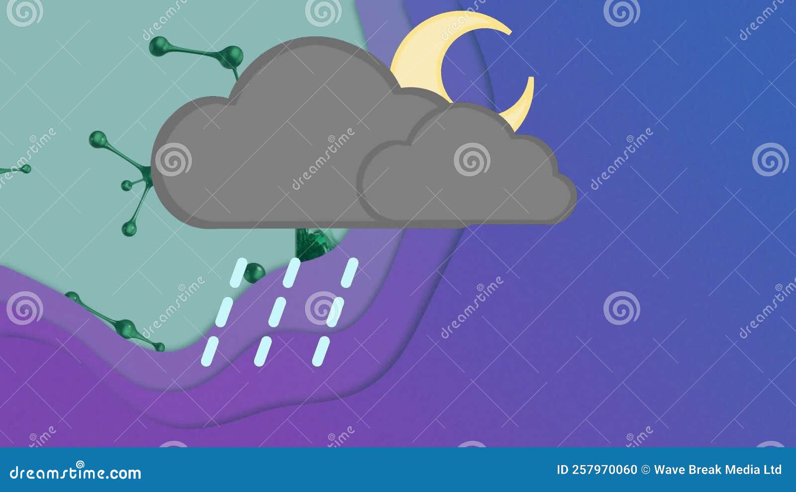Animation of Dark Cloud, Moon and Rain Over Floating Nucleotides Over ...
