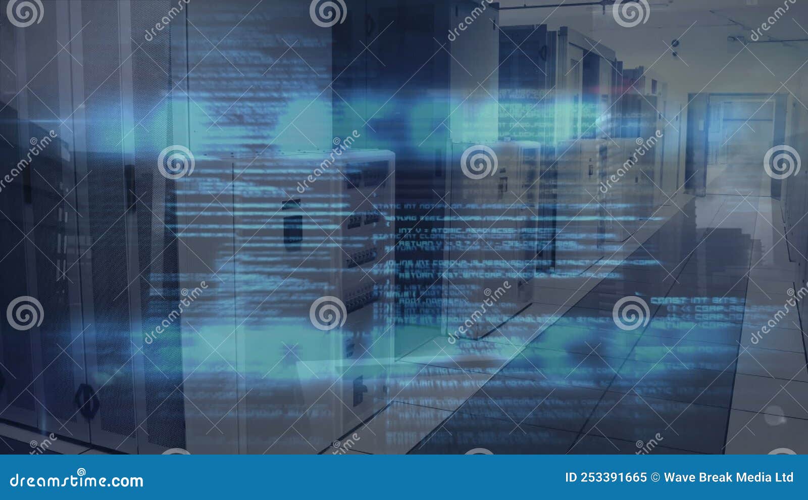 Animation of Data Processing Against Empty Computer Server Room Stock Video - Video of ...