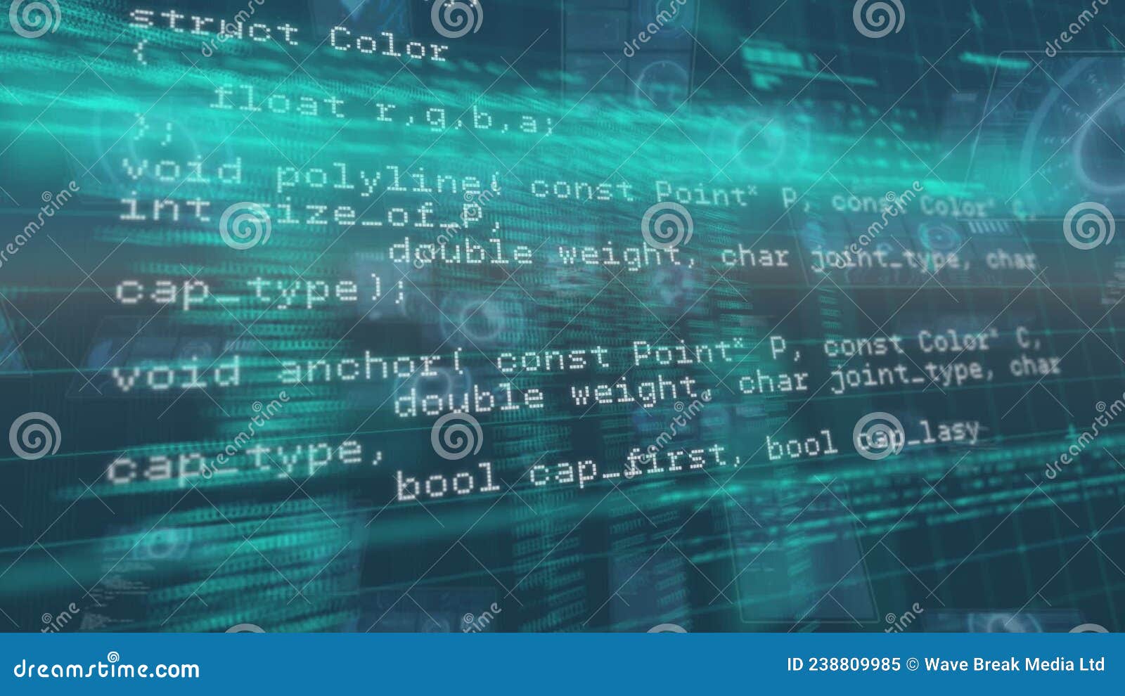 Animation of Data Processing and Digital Screens on Blue Background ...