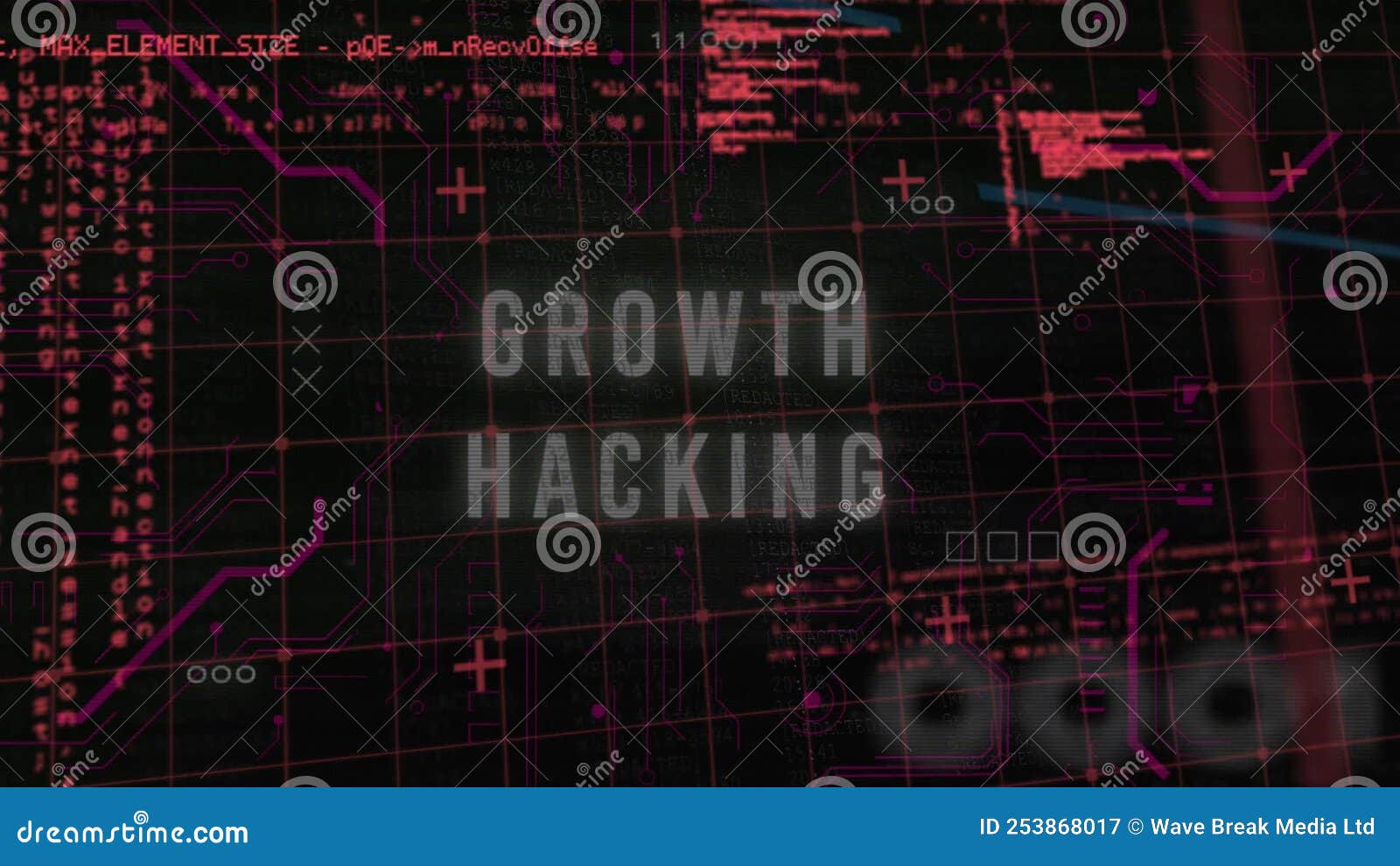 Animation of Data Processing and Growth Hacking Text on Black Background Stock Video - Video of ...