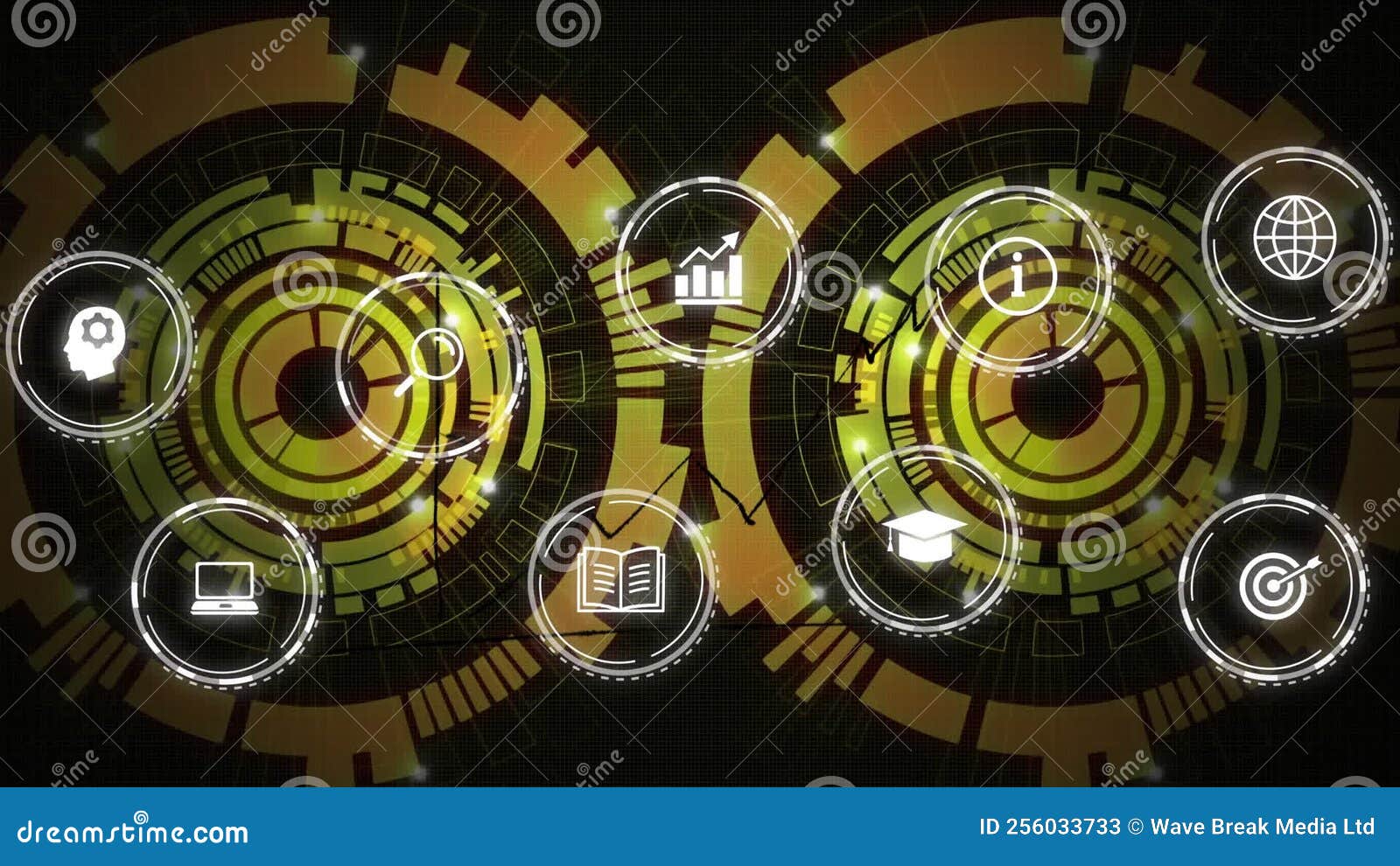 Animation of Data Processing and Icons Over Scope Scanning Stock Video - Video of design ...