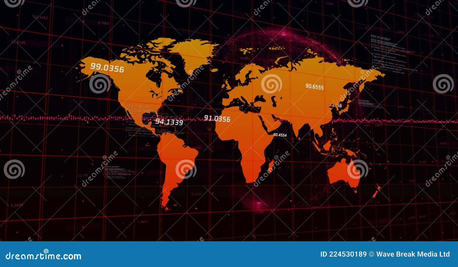 Animation of Data Processing and Numbers Changing Over Grid and World Map Stock Video - Video of ...