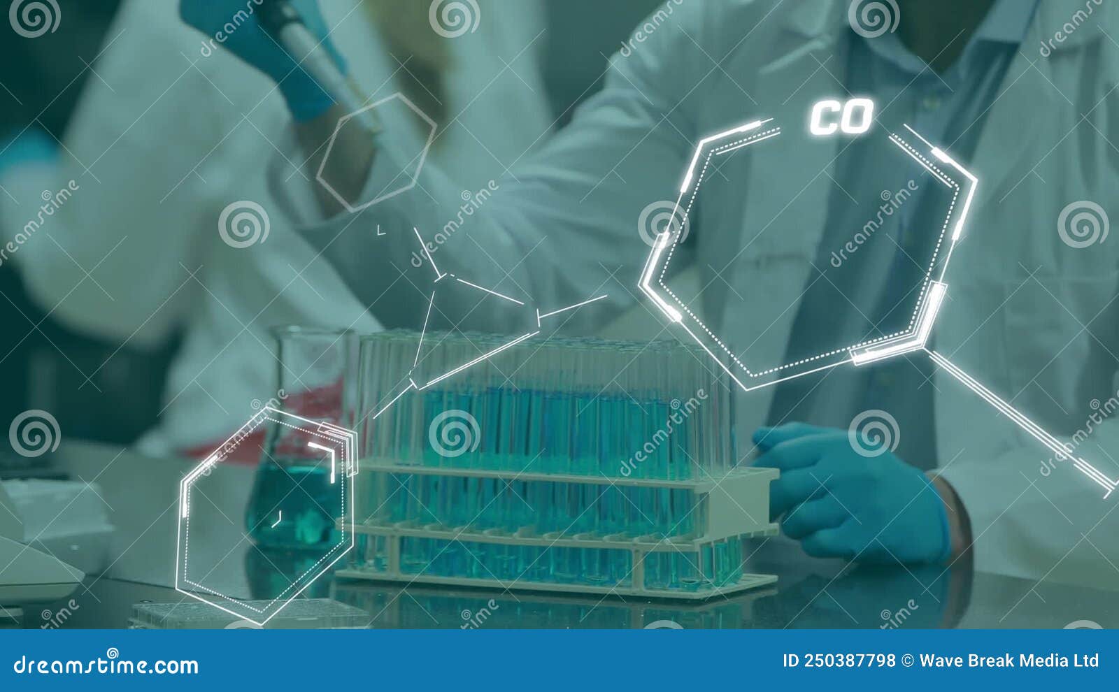 Animation of Data Processing Over Caucasian Scientists Using Pipette ...