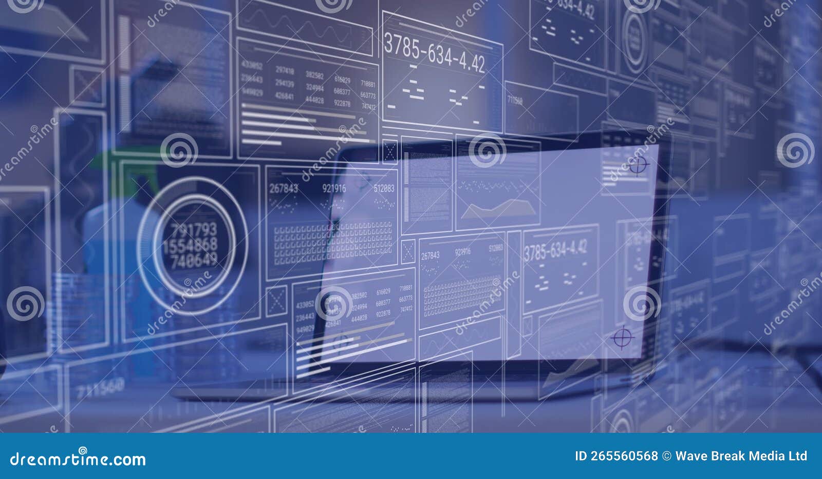Animation of Data Processing Over Computer with Blank Screen Stock ...