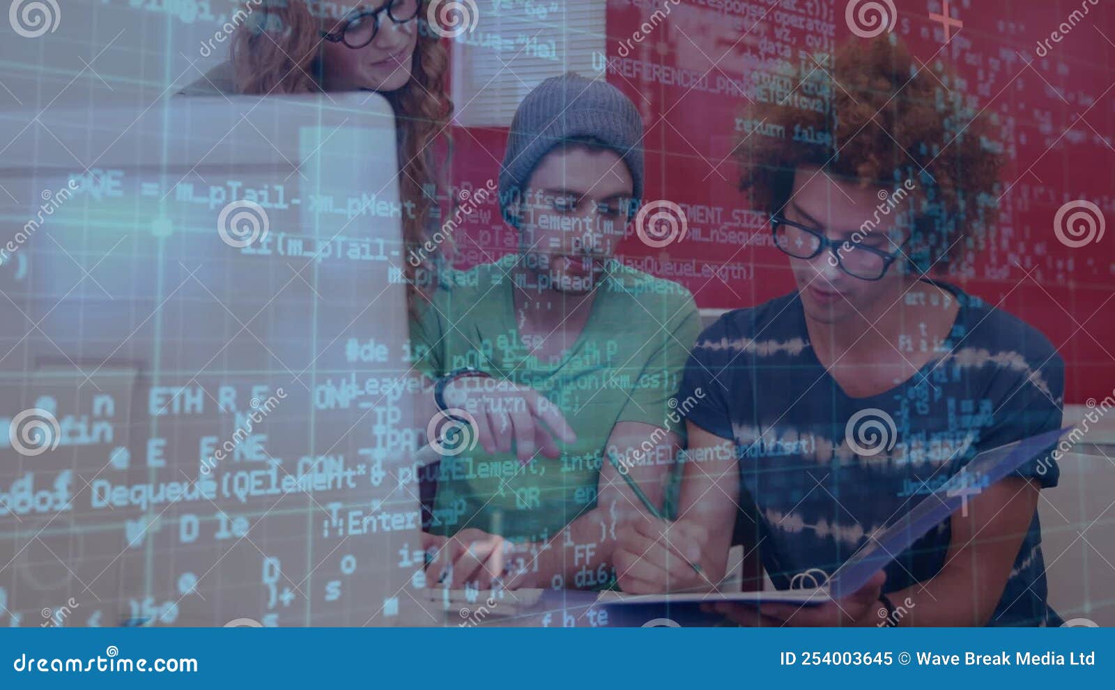 Animation of Data Processing Over Diverse Students with Laptop Stock ...