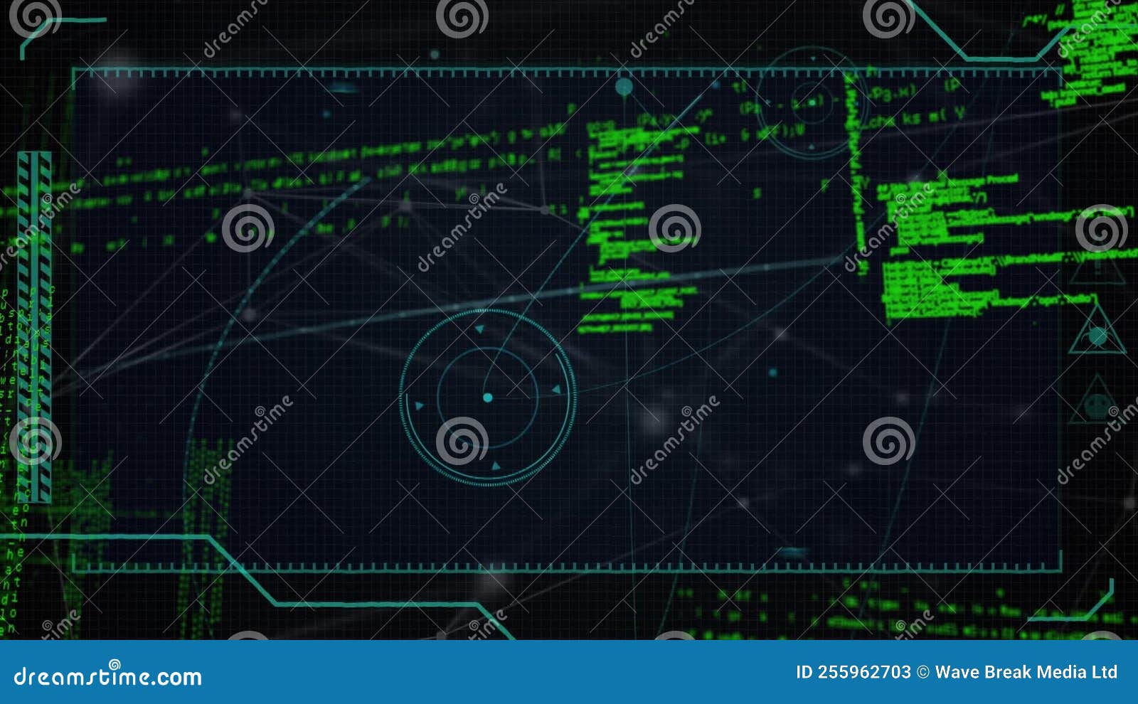 Animation of Data Processing Over Network of Connections with Glowing ...