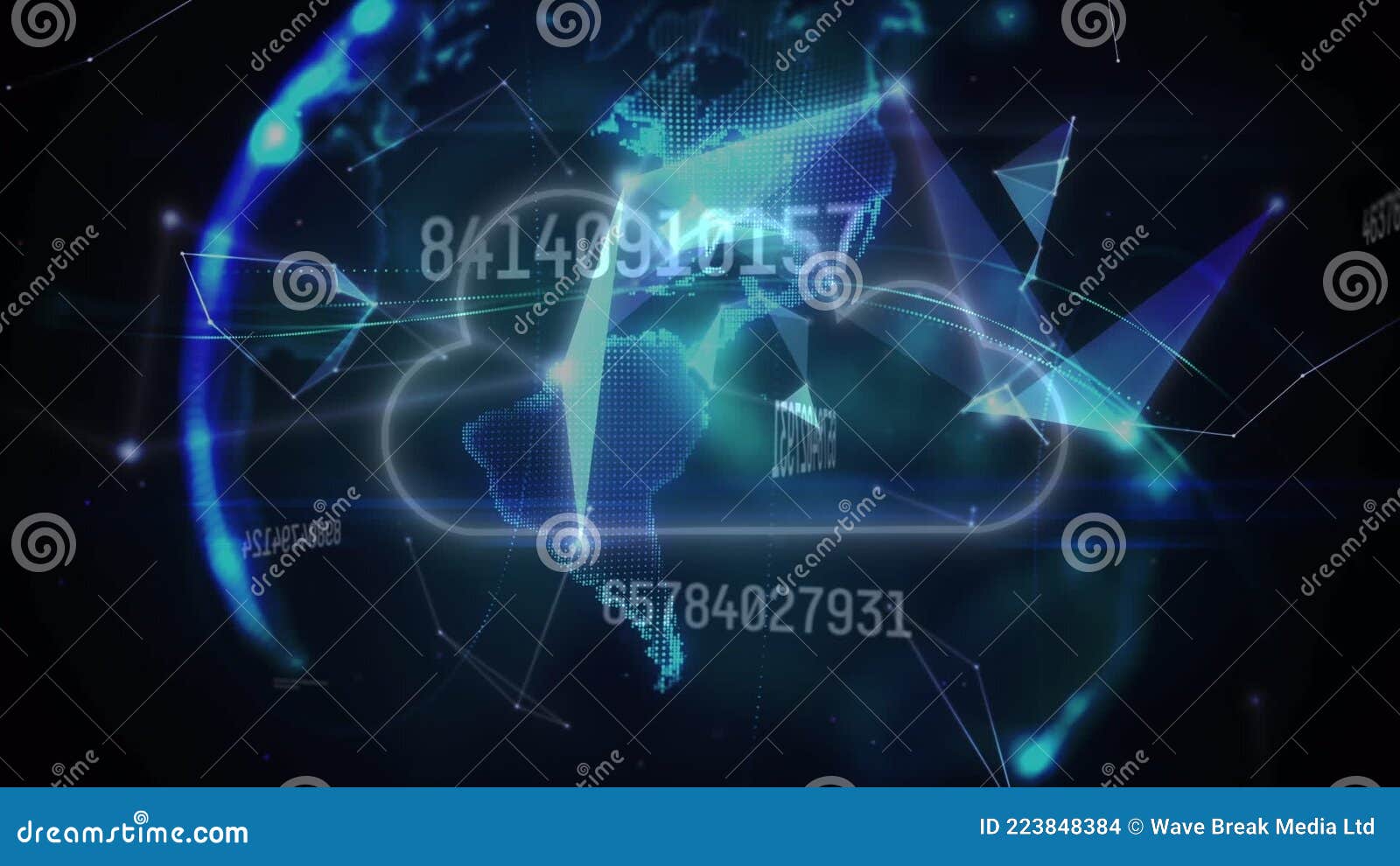 No People Animation Data Processing Network Glowing Blue Globe Black ...