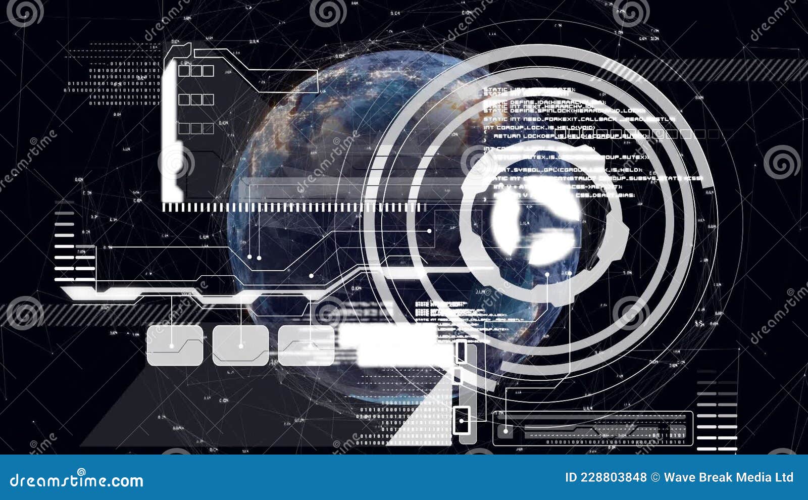 Animation of Data Processing and Scope Scanning Over Globe Stock Footage - Video of processing ...