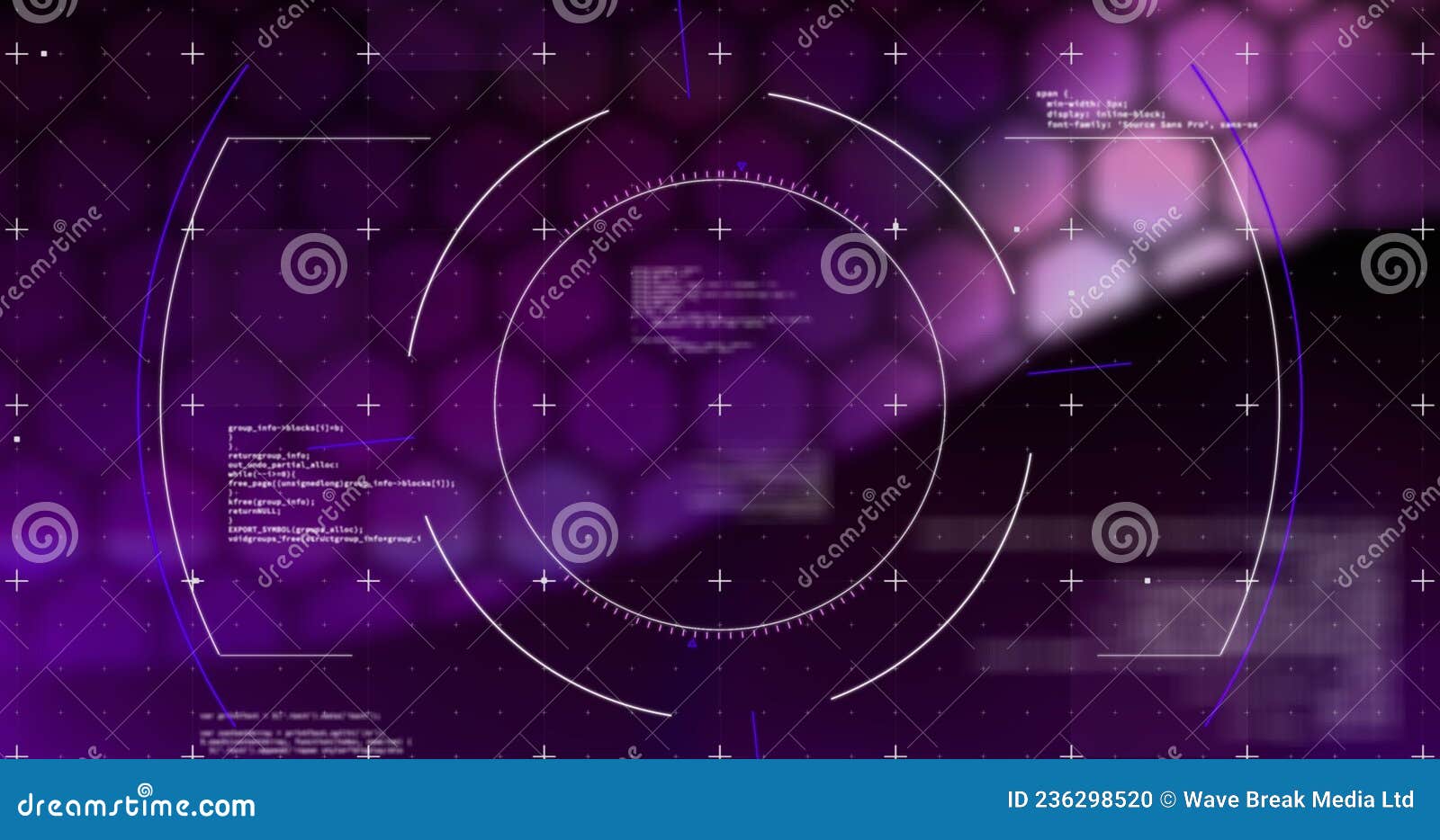 Animation of Data Processing and Scope Scanning on Pink and Black ...