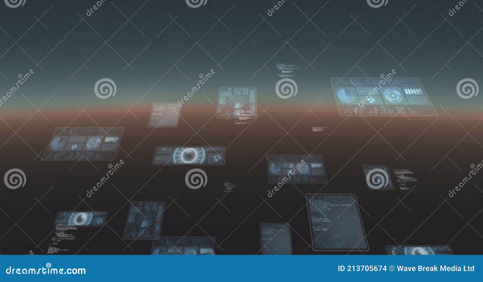 Animation of Data Processing and Scopes Scanning on Screens Over Gradient Background Stock ...