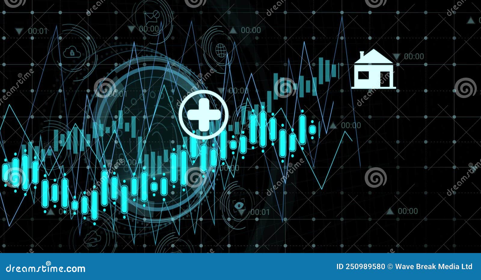 No People Animation Data Protection Fingerprint Circle Graph Black ...