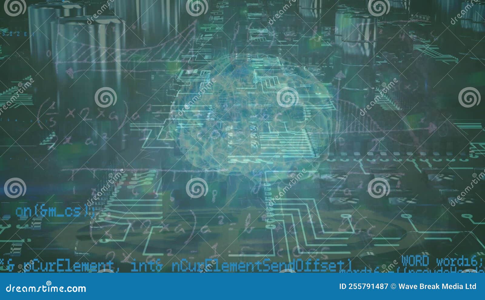 Animation of Digital Brain and Data Processing Over Computer Circuit ...