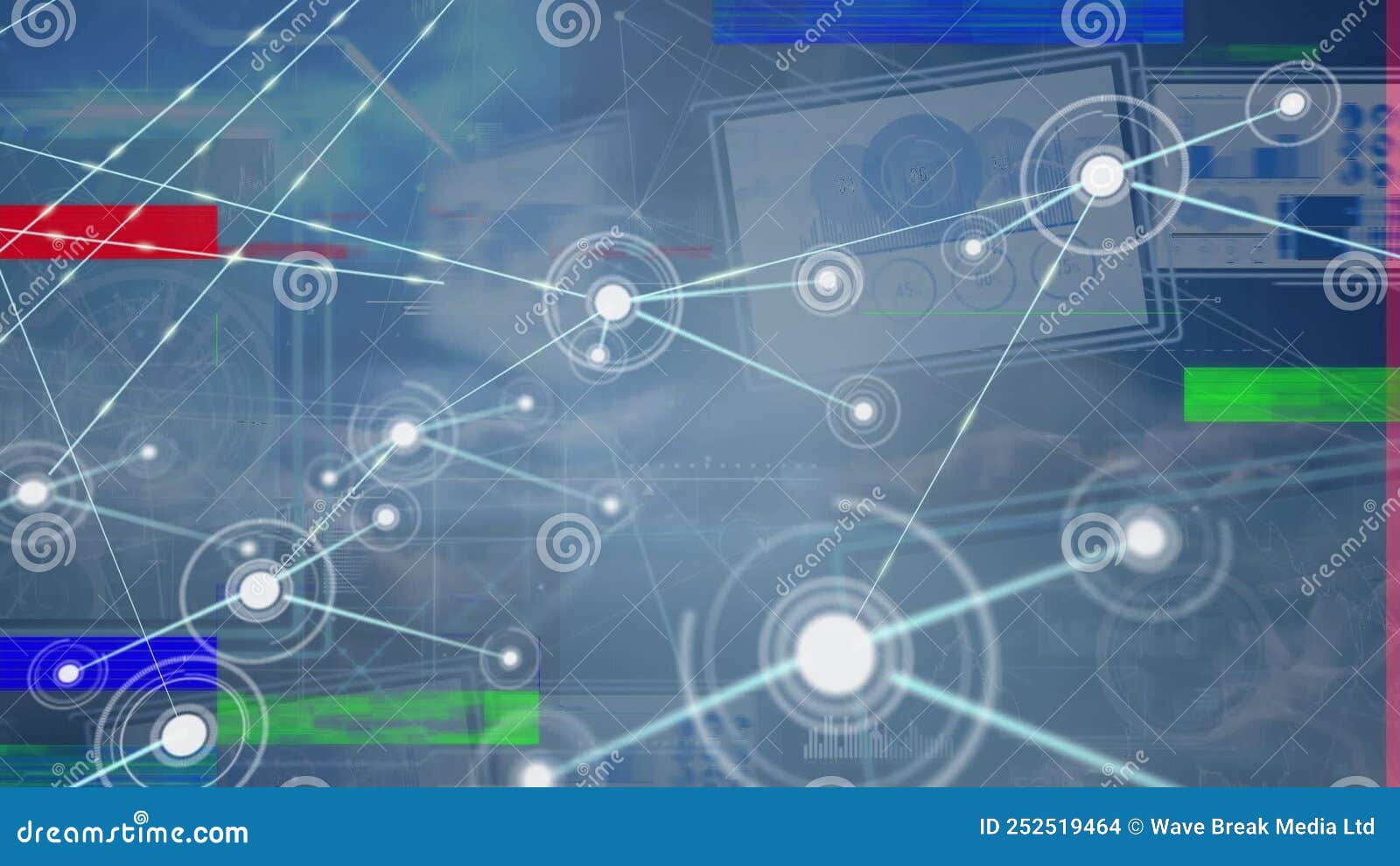 Animation of Digital Connecting Dots with Lines, Screens with Graphs ...