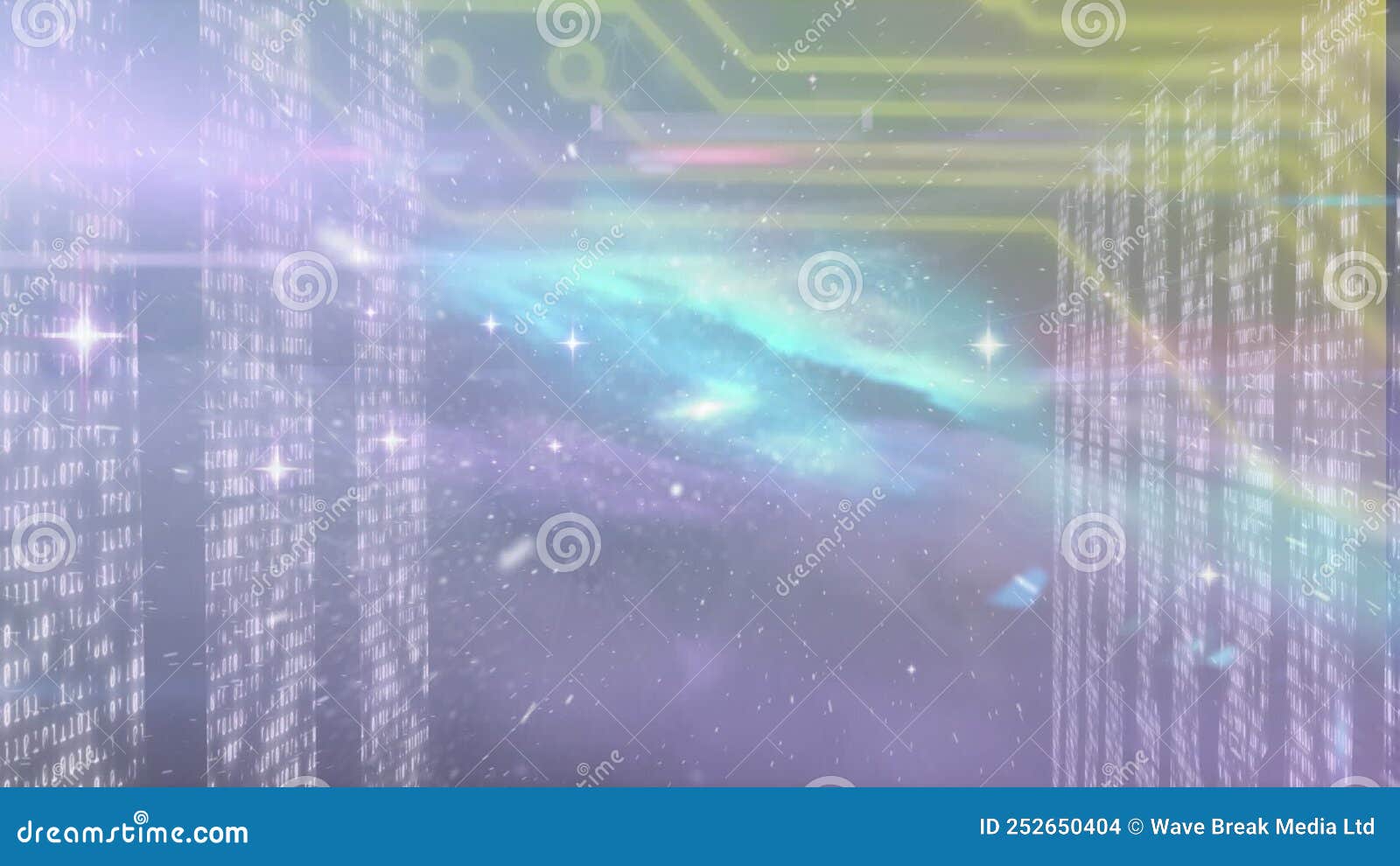 Animation of Digital Electronic Circuit Board Patterns Moving between Bar Graphs in Galaxy Stock ...