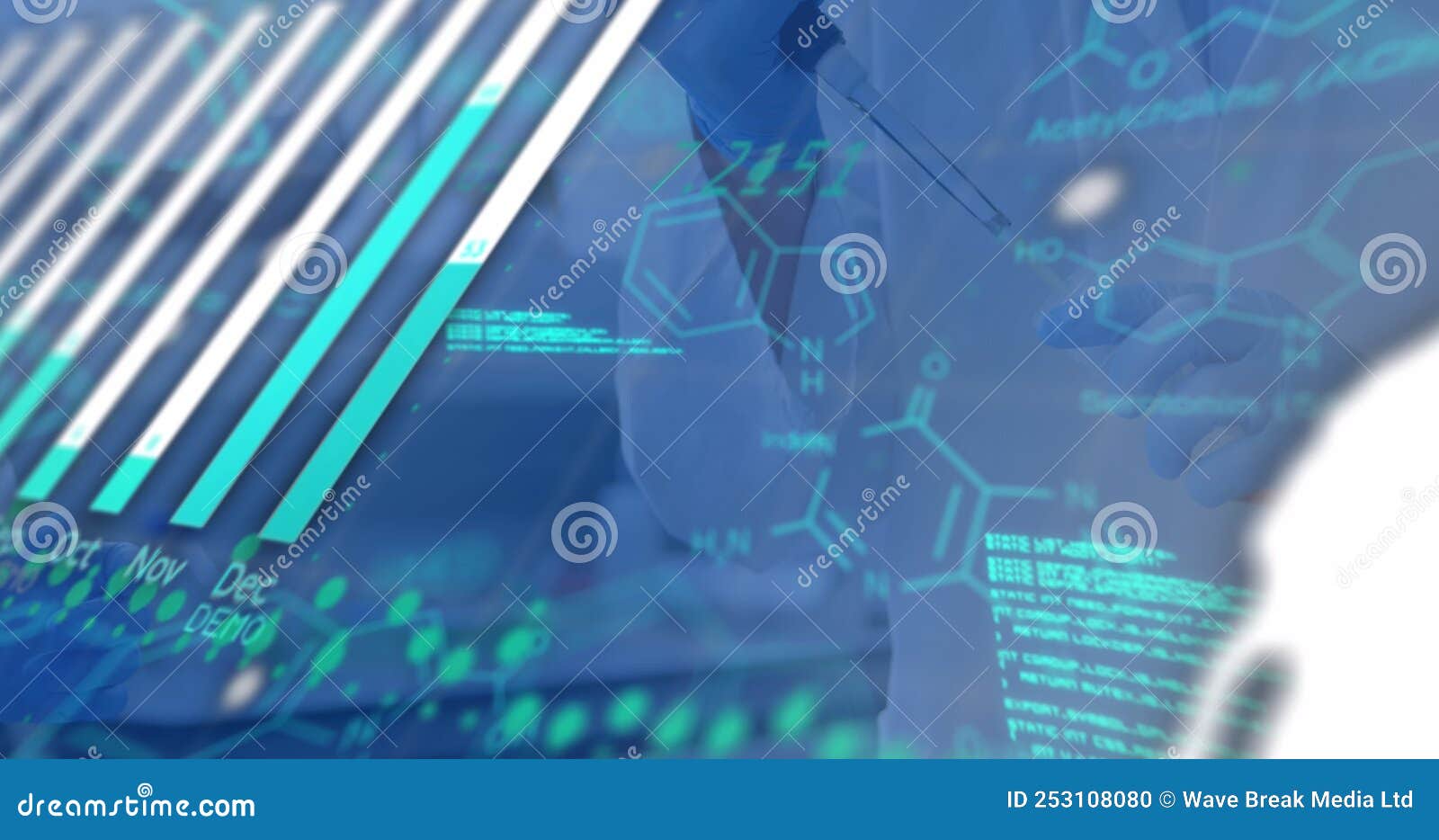 Animation of Digital Globe, Multiple Graphs, Programming Data, Molecular Structure Over ...