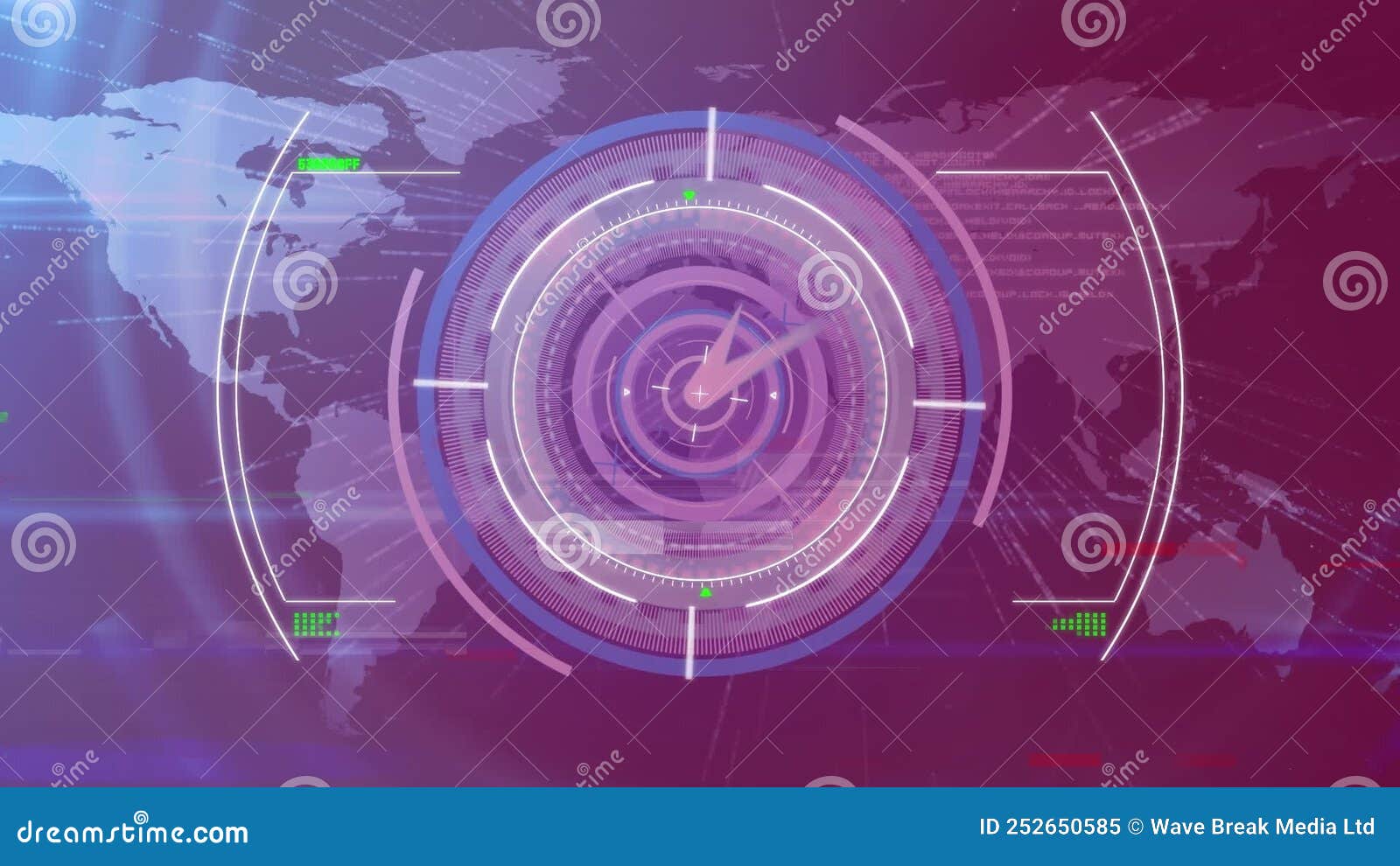 No People Animation Digitally Generated Graphical Scope Scanning Timer Coding World Map Hologram ...