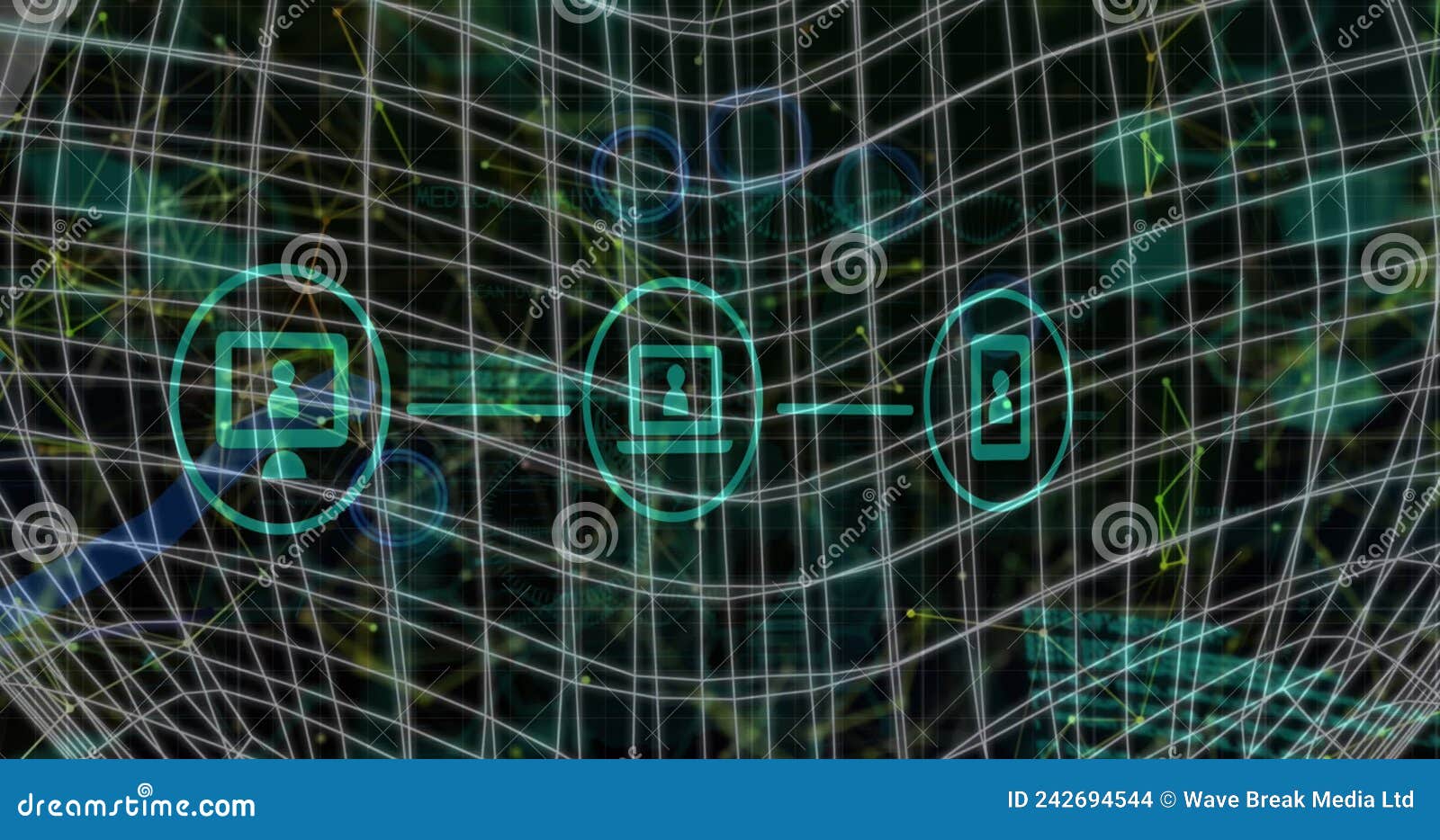 Animation of Digital Icons with Big Data, Heart Shaped Connections and ...