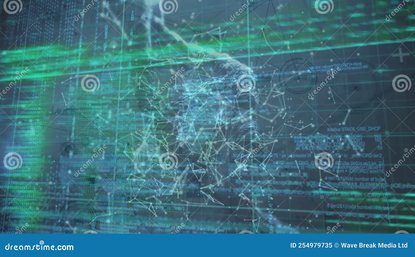 Animation of Digital Infographic Interface with Dna Molecule and Dots ...