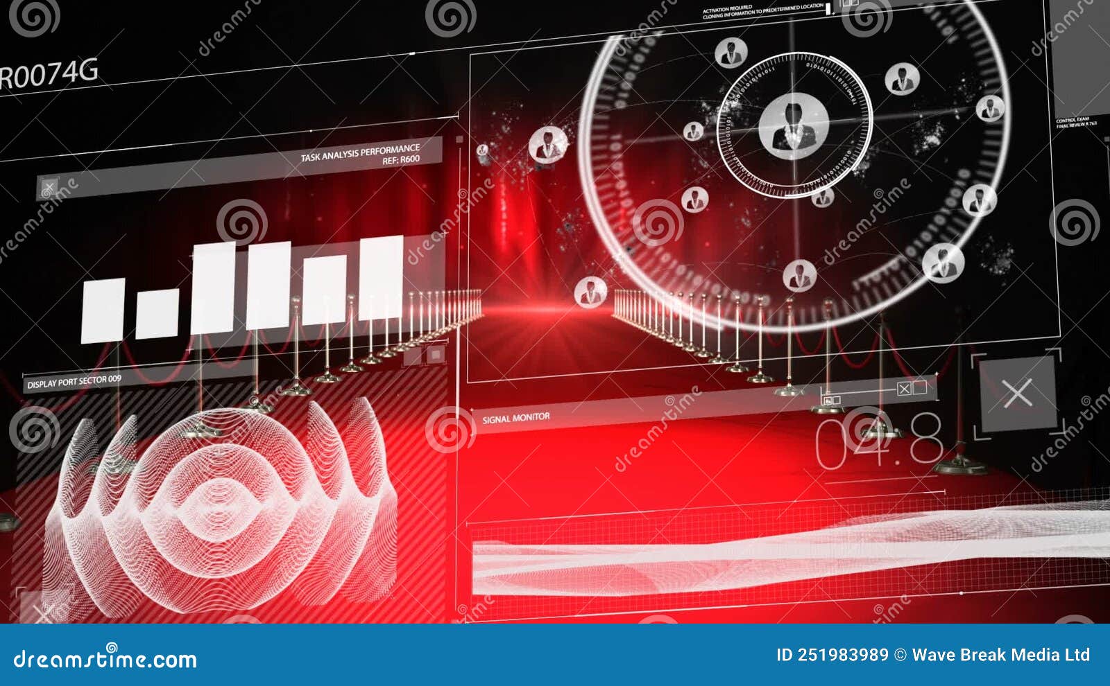 Animation of Digital Interface Over Red Carpet Stock Video - Video of ...