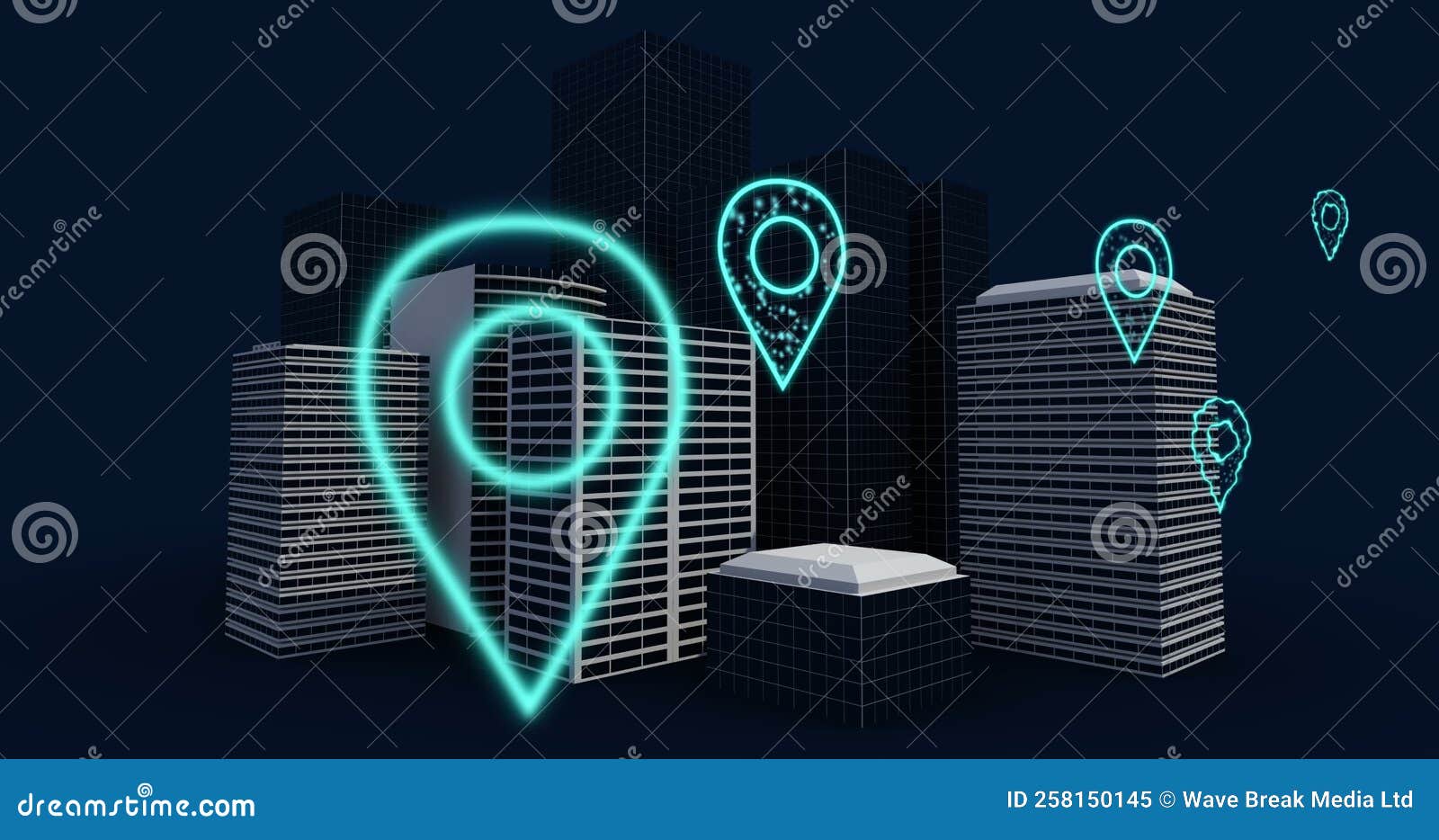 Animation of Digital Location Icons Flying Over Cityscape Stock Video ...