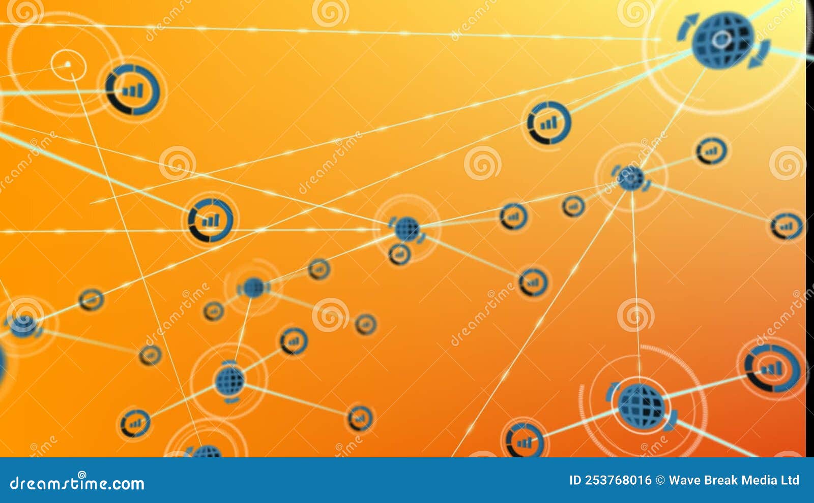 Animation of Digital Network and Graph Icons Interconnecting with Lines ...