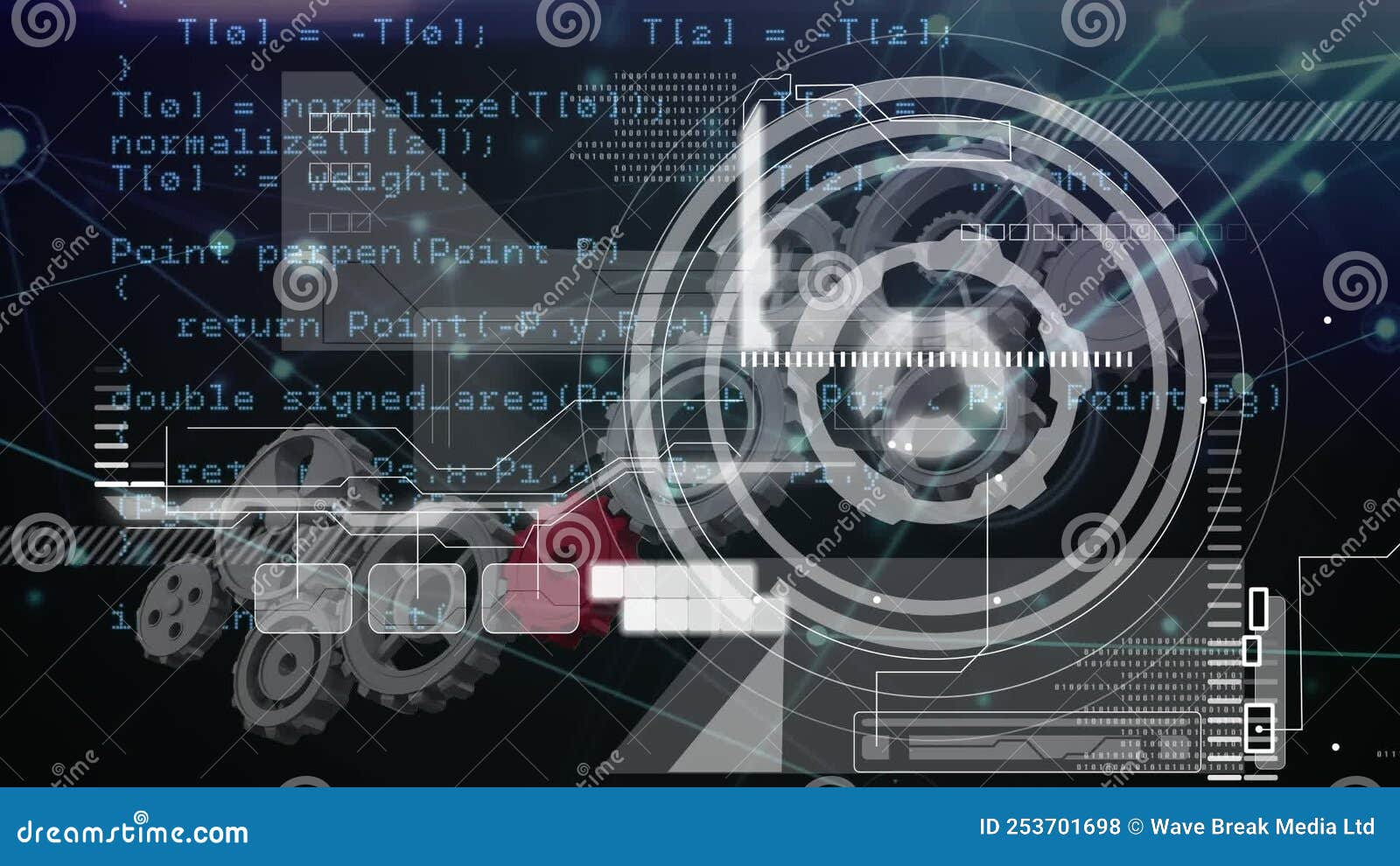 Animation of Digital Scanning Icons with Gear and Screen Over ...