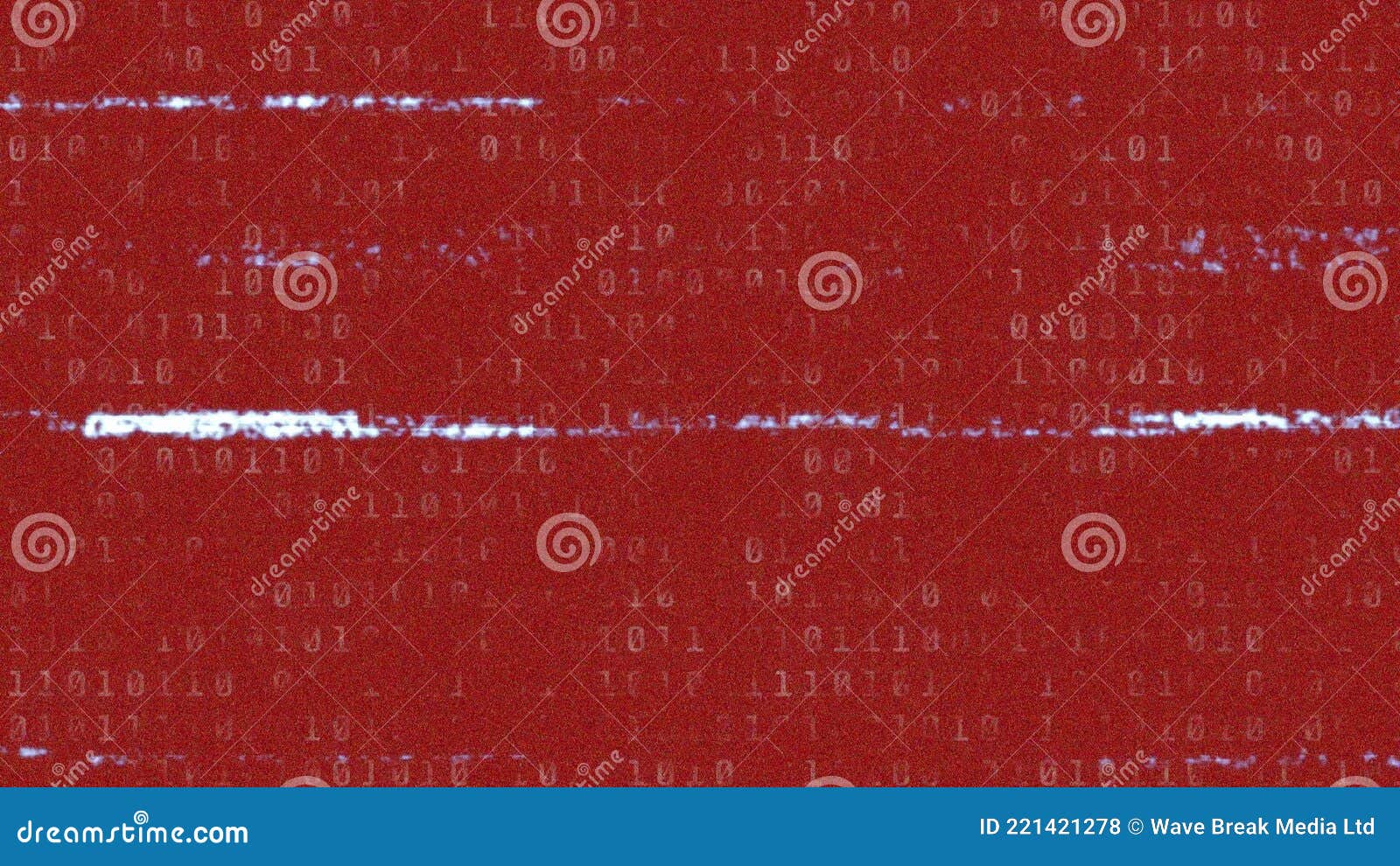 Animation of Digital Screen with Binary Coding and Glitch on Red ...